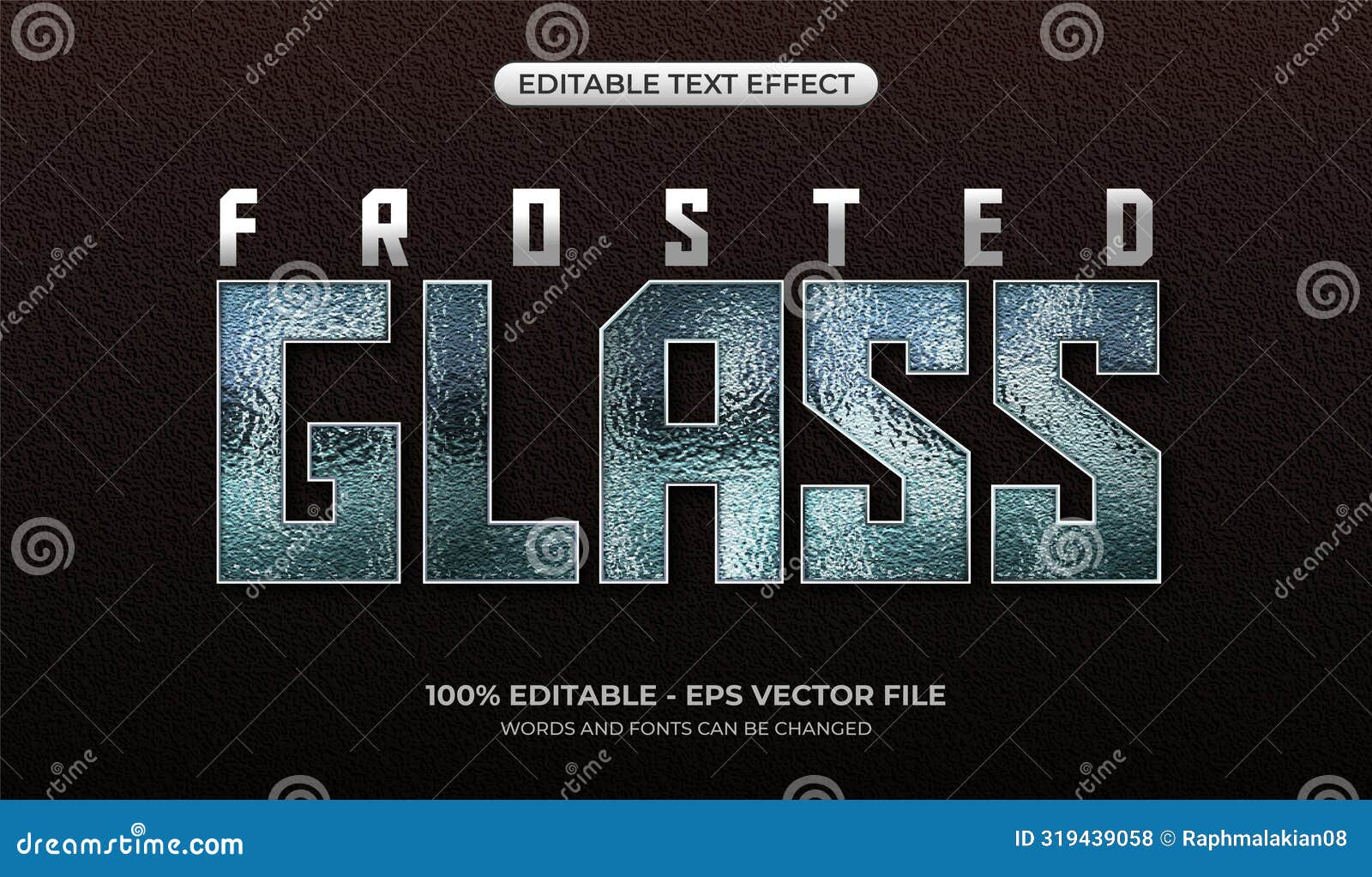 Frosted Glass Text Effect. Editable Glass Texture Text Effect Stock ...