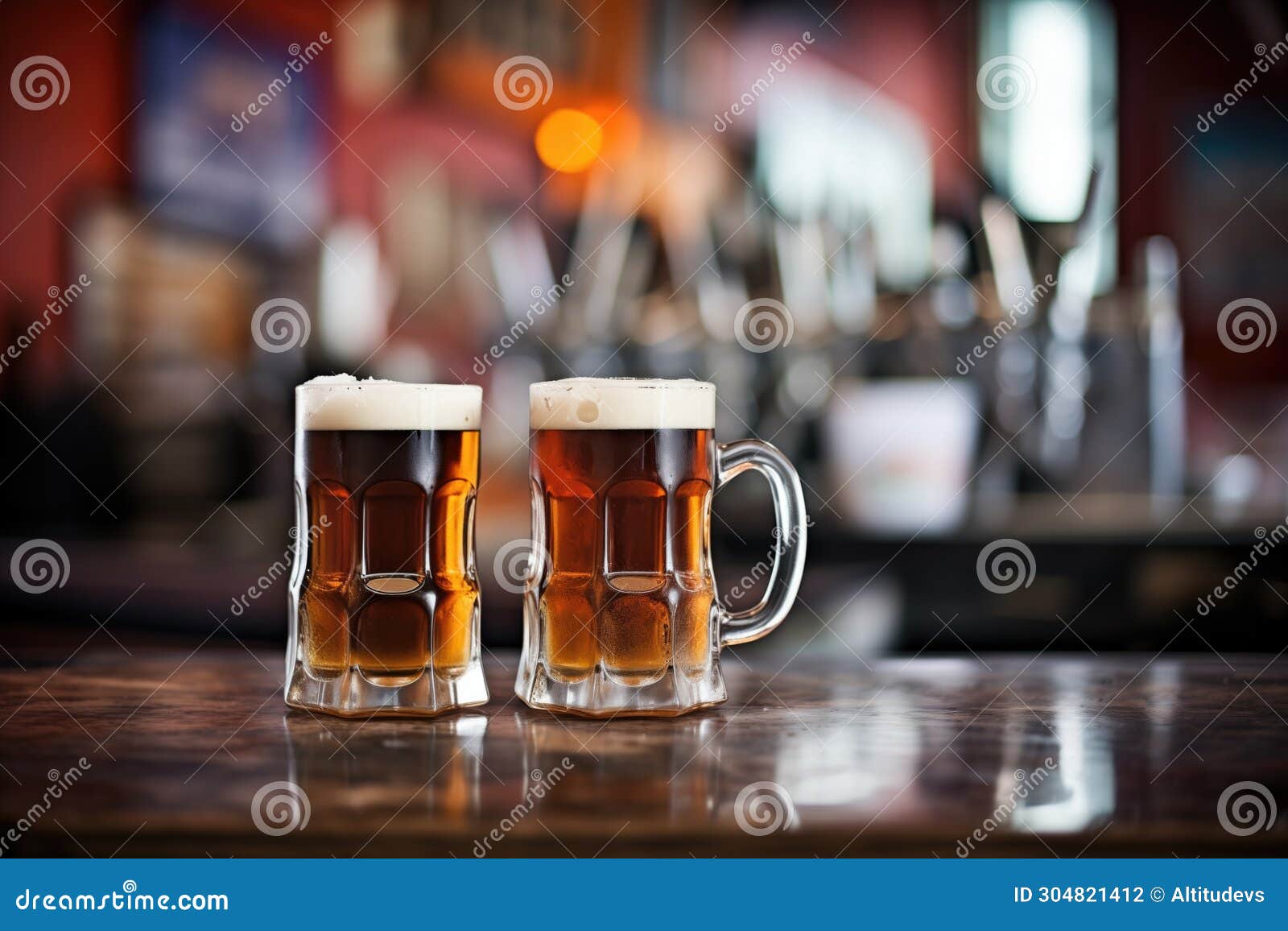 Frosted Mugs Filled with Root Beer on a Bar Counter Stock Photo - Image ...