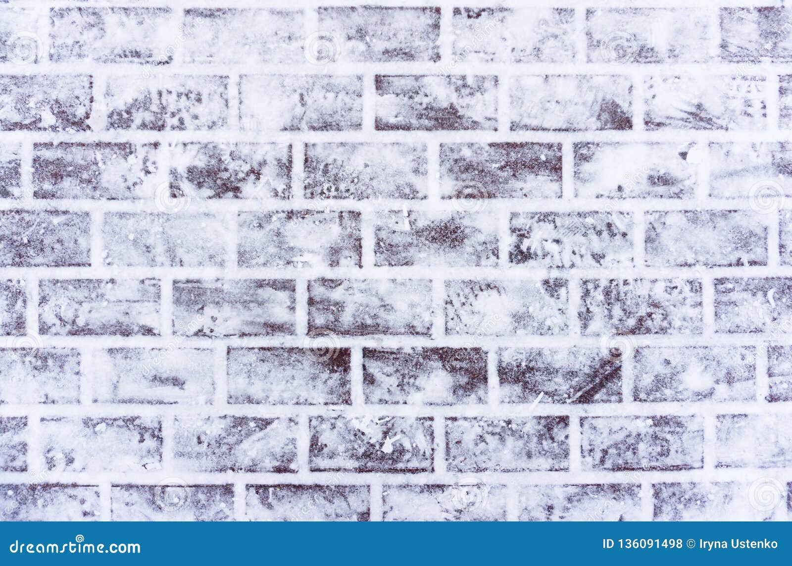 Frosted Sidewalk in Winter, Cobble Road with Snow Stock Photo - Image ...