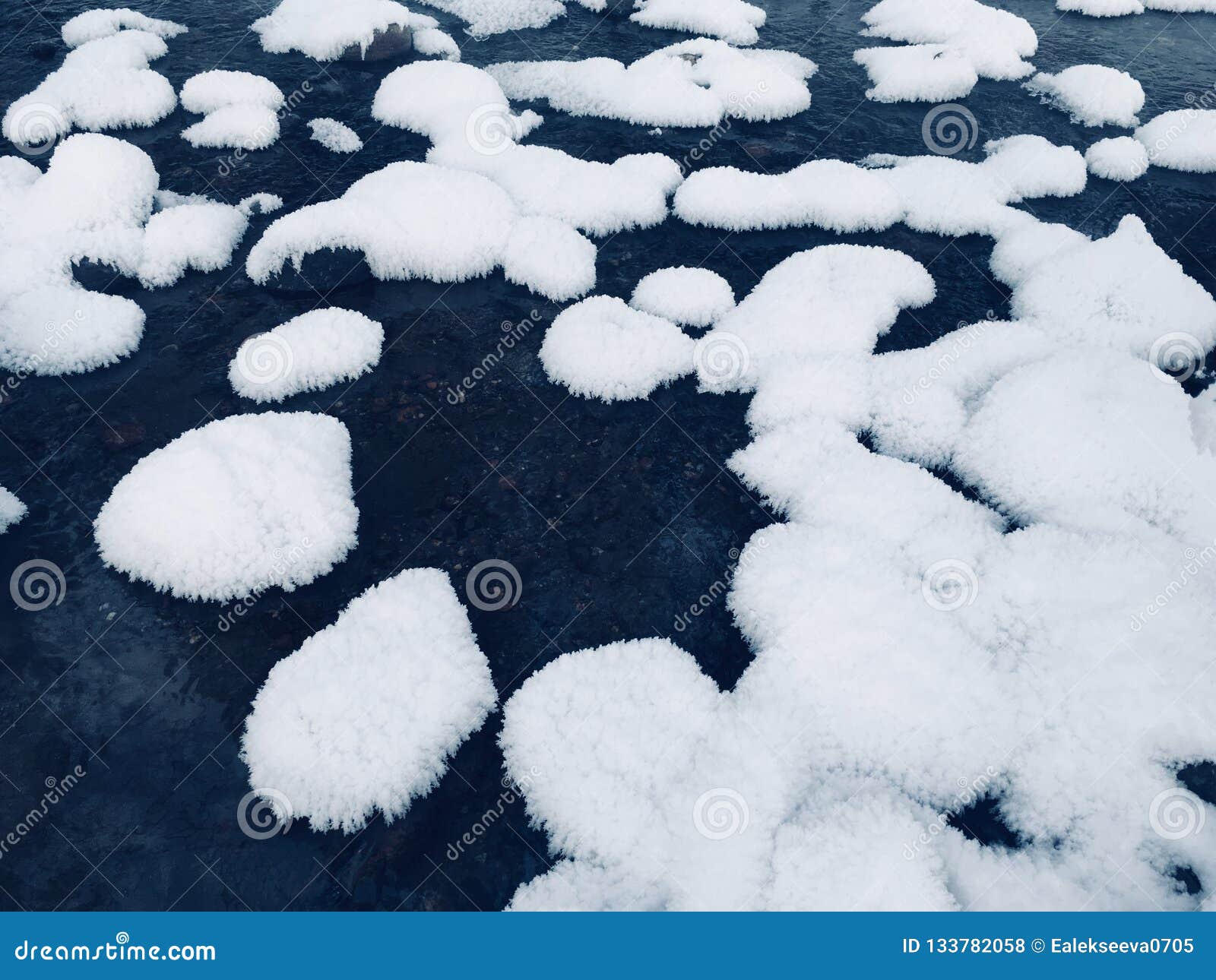 Frosted Stones in Winter Forest Stream. Stock Photo - Image of frost ...