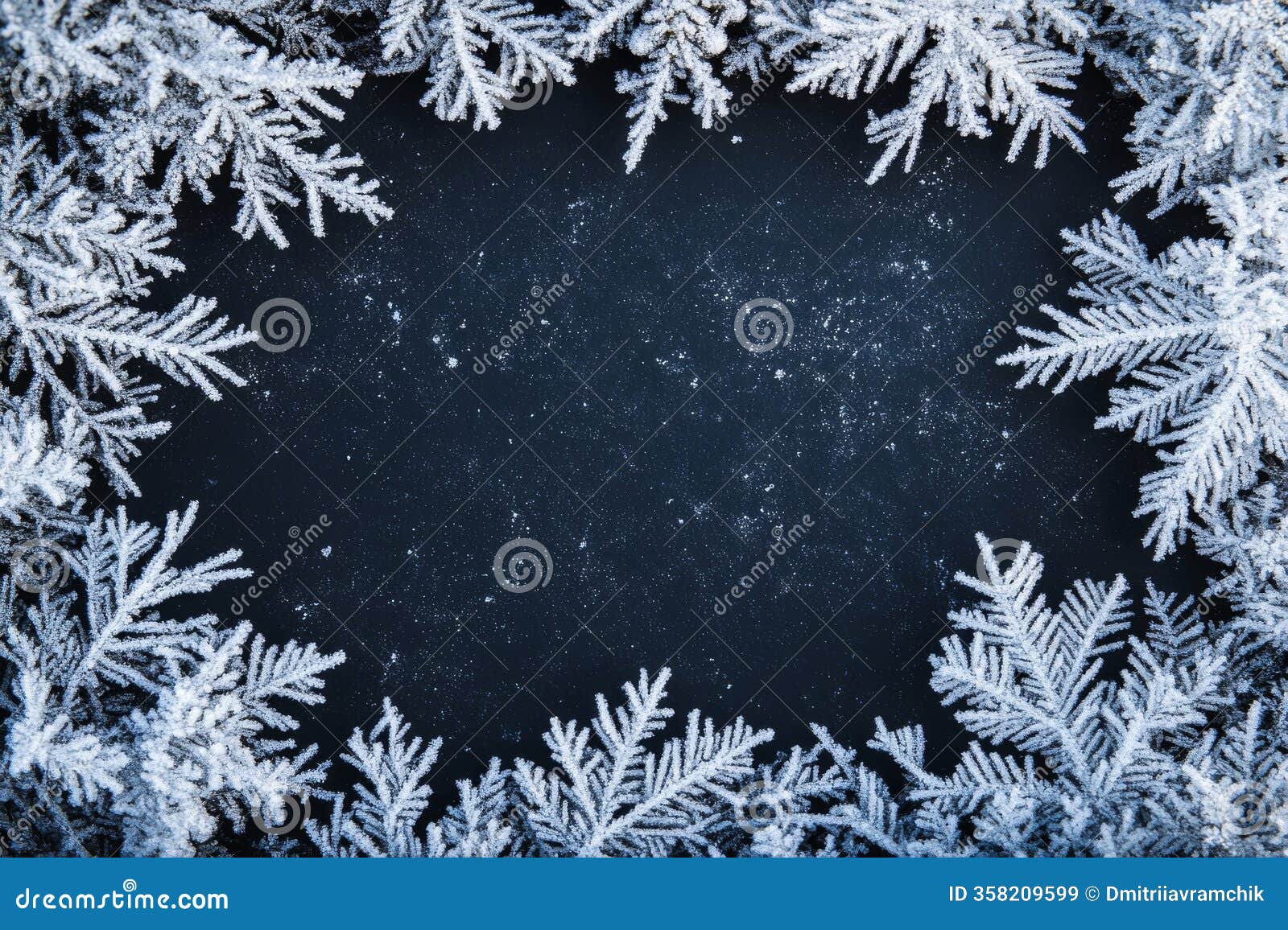 Frostwork. Ornamental Ice Crystals Form Frost Patterns on a Black ...