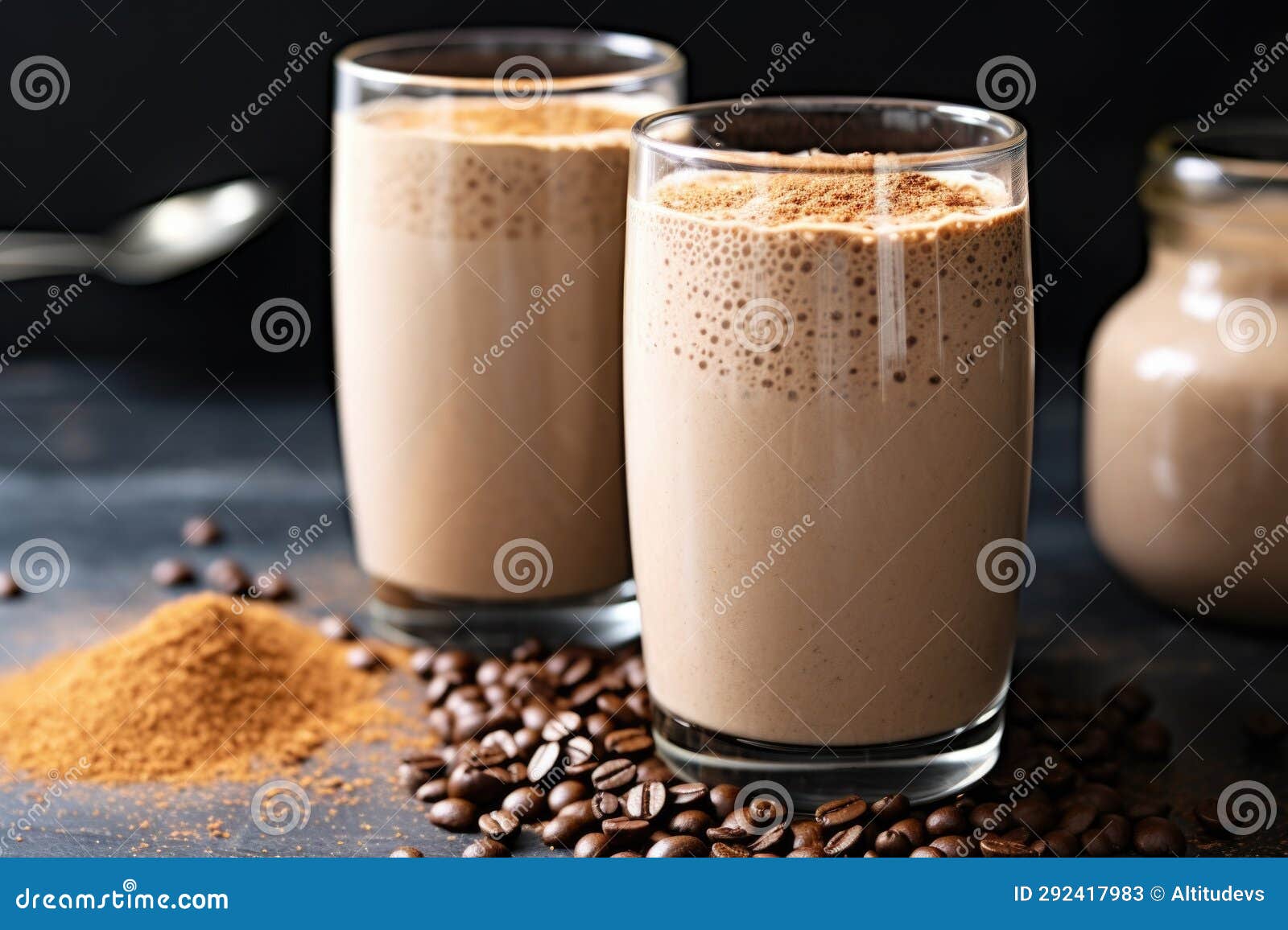 Frosty Coffee Shake with a Sprinkle of Cocoa Powder Stock Image - Image ...