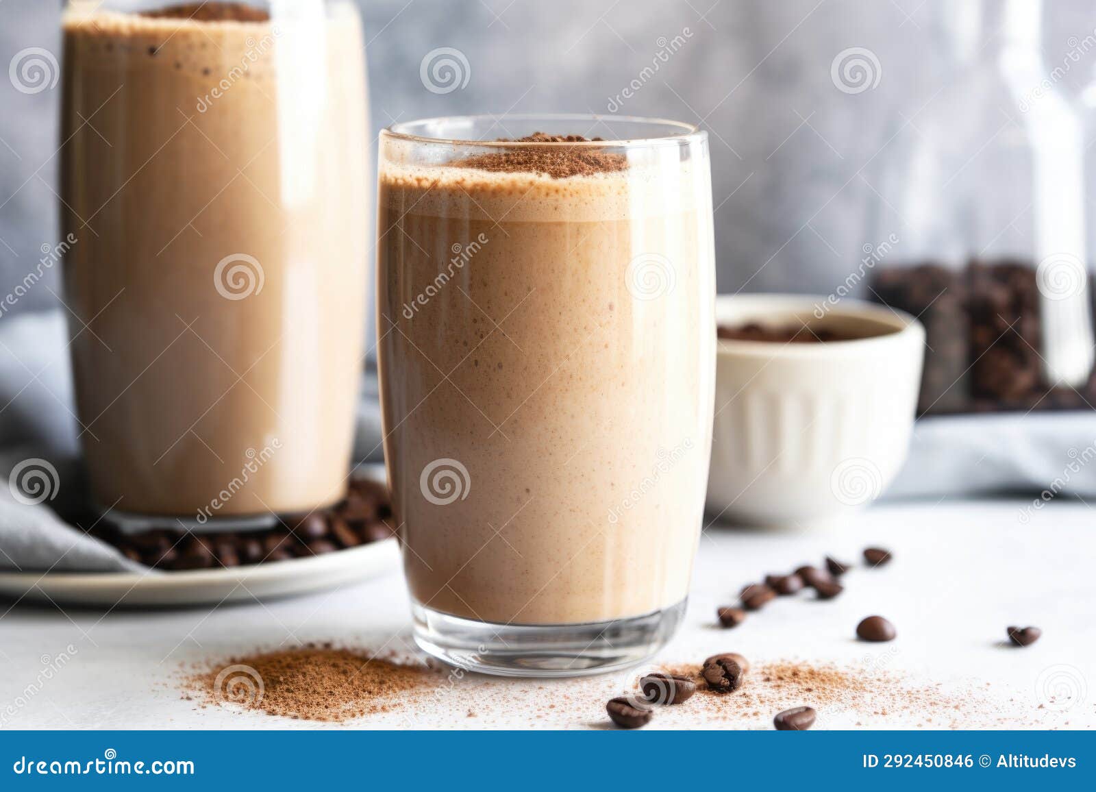 Frosty Coffee Shake with a Sprinkle of Cocoa Powder Stock Photo - Image ...