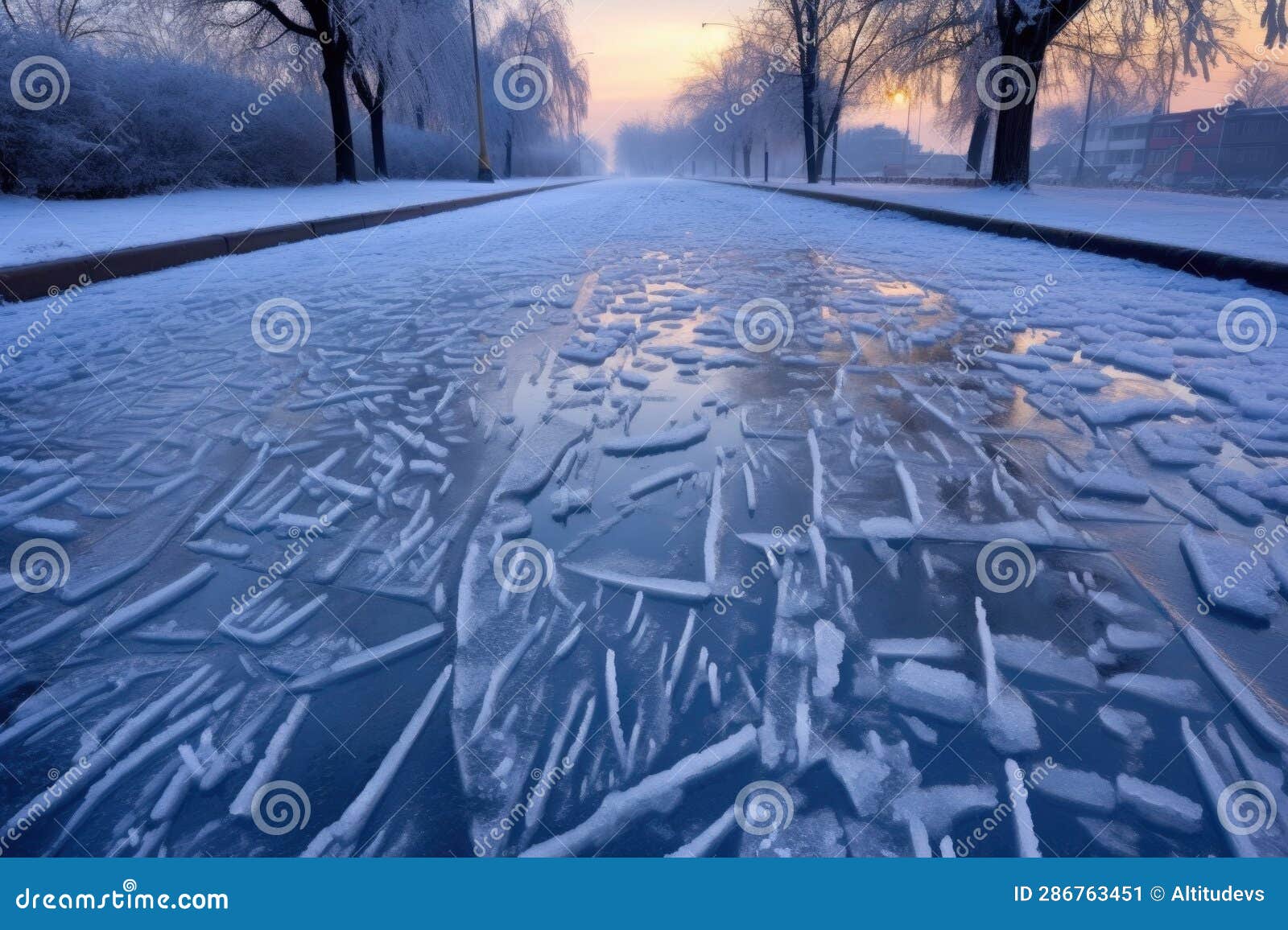 Frosty Footprints on an Icy Pavement Surface Stock Image - Image of ...