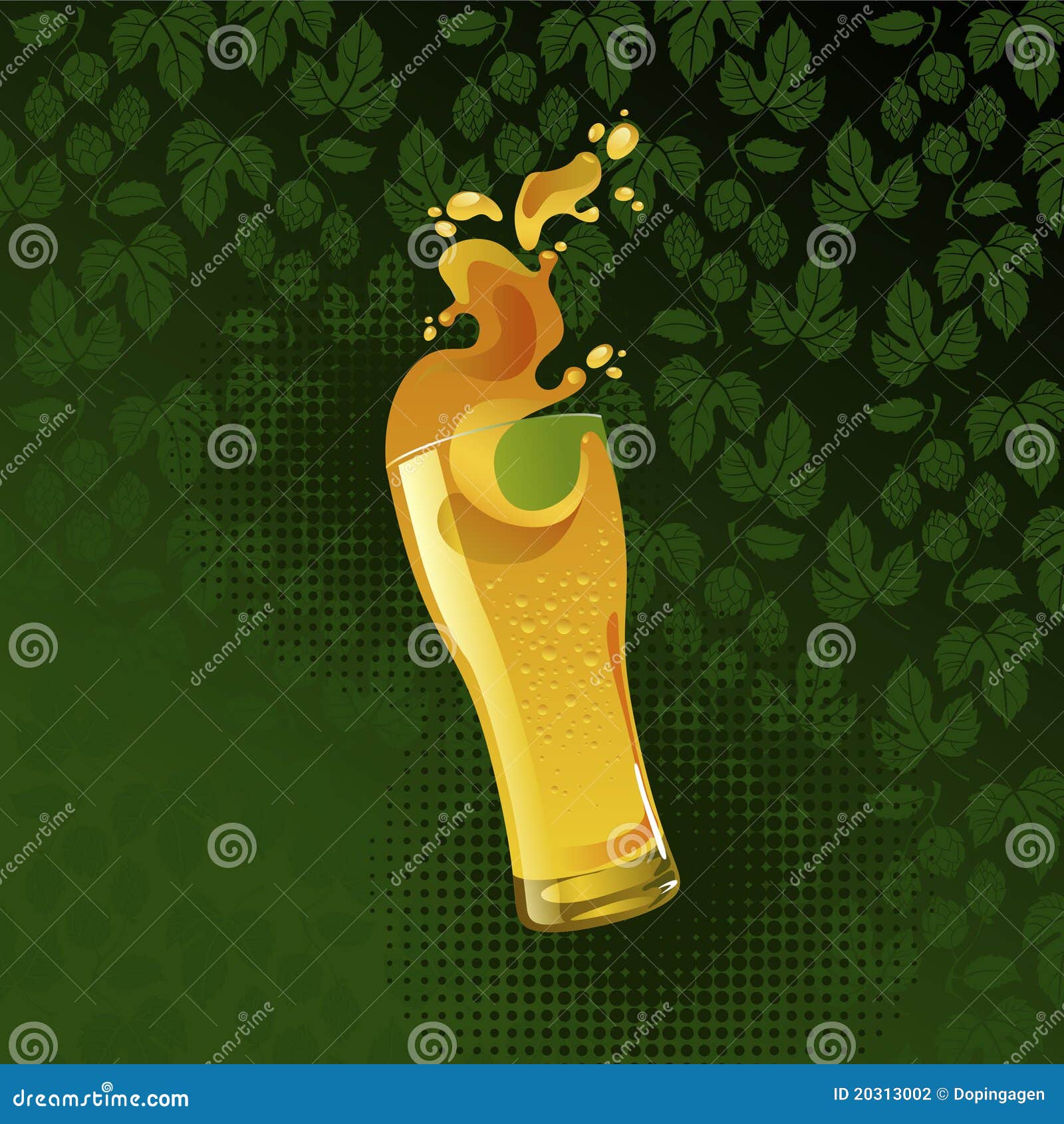 Frosty Glass of Light Beer with Splash Stock Vector - Illustration of ...