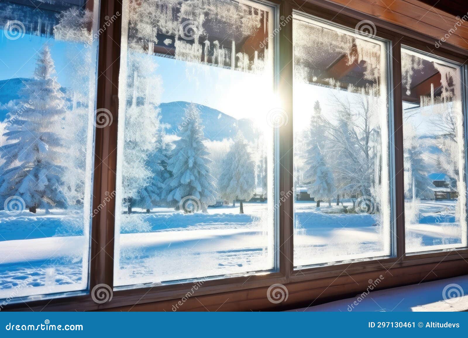 Frosty Glass Windows of a Resort Chalet Stock Image - Image of travel ...