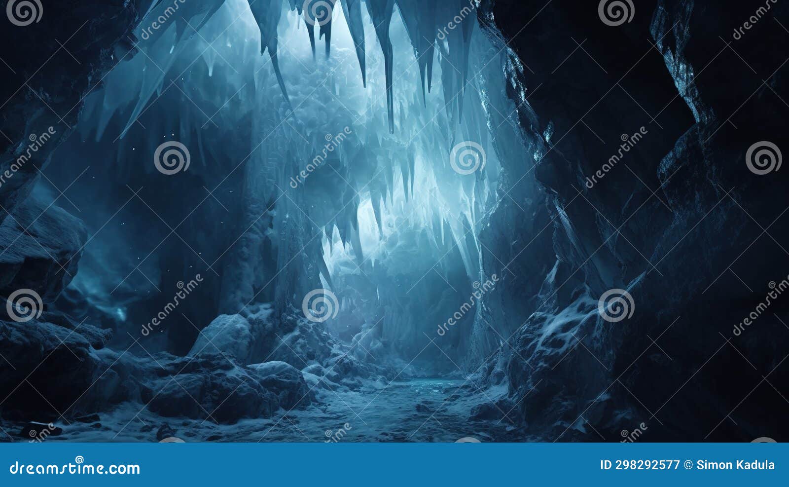 Frosty Ice Cave with Huge Icicle Around, Nature Concept Stock Image ...