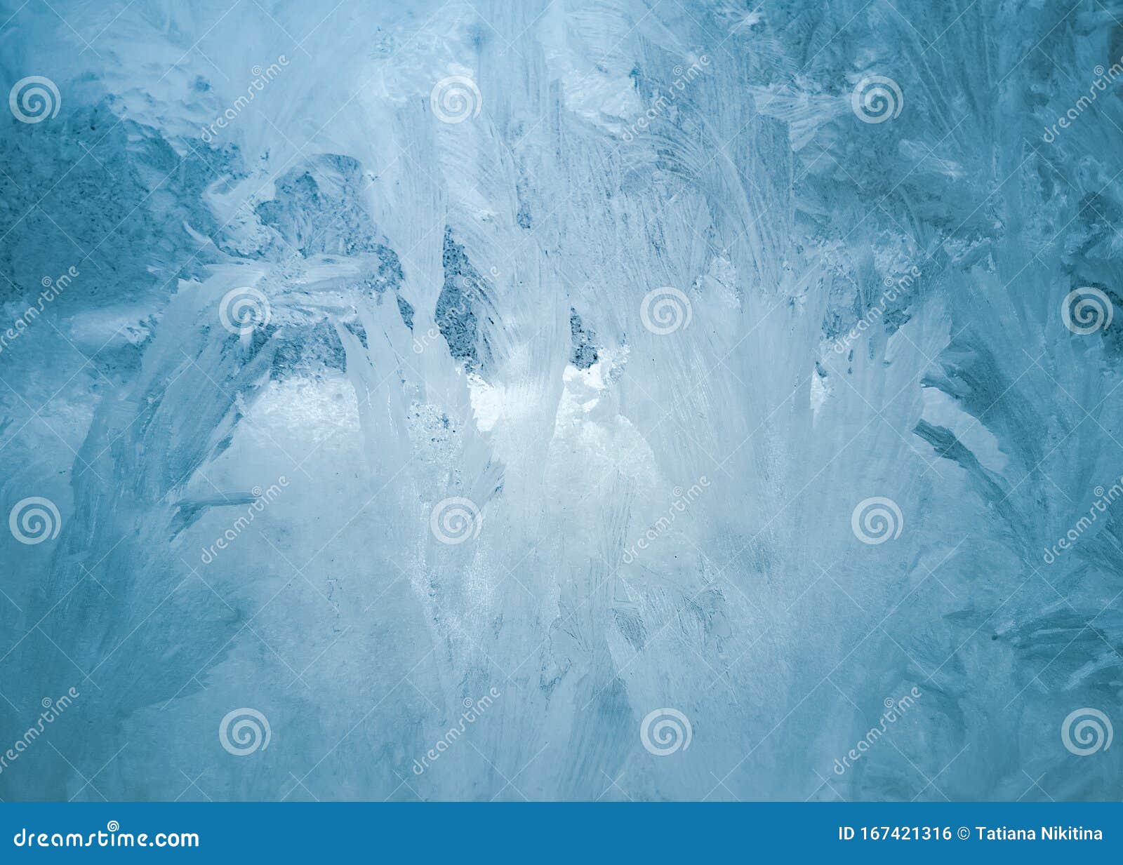 Frosty Ice Pattern on the Glass in Winter Stock Photo - Image of ...