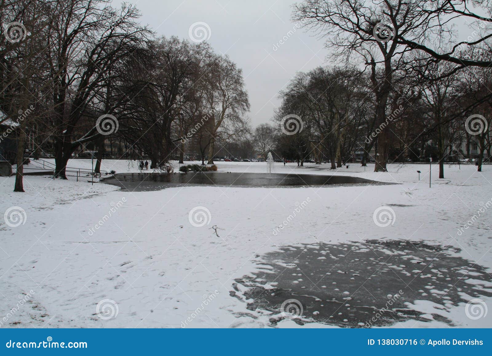Frosty lake stock photo. Image of cold, park, ebertplatz - 138030716