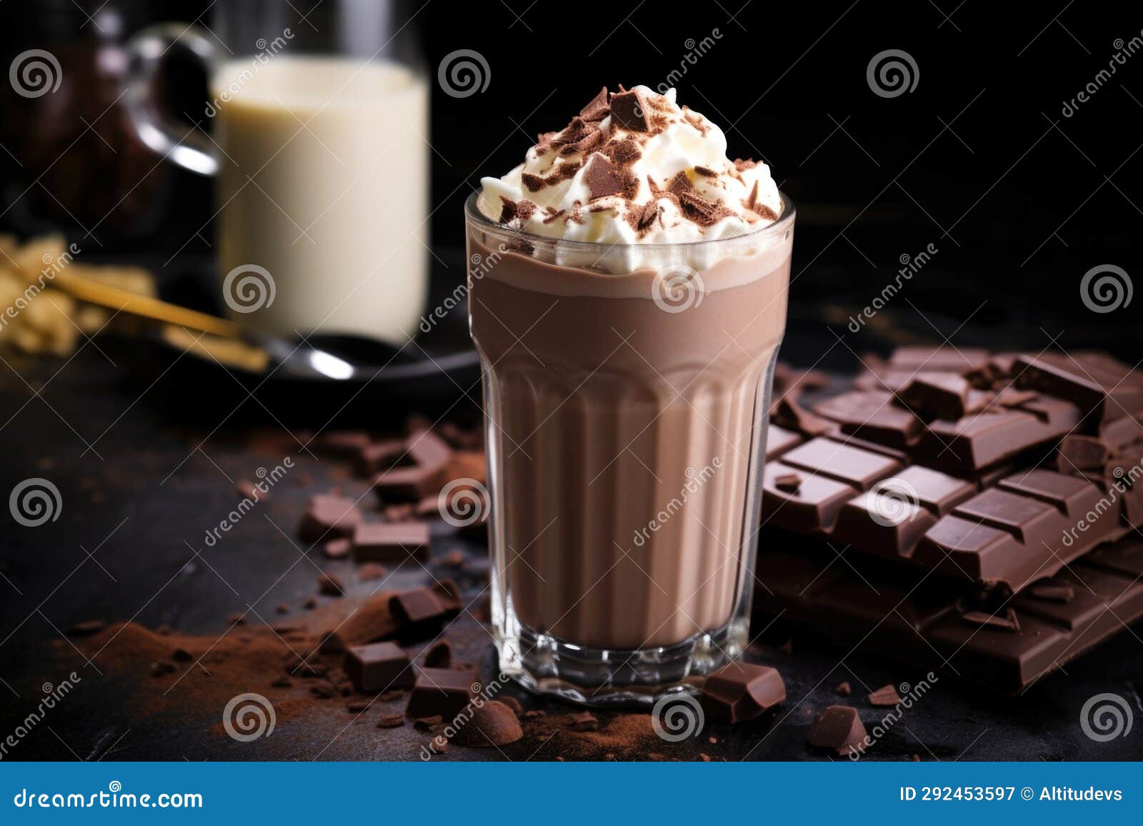 A Frosty Milkshake beside a Cup of Steaming Hot Chocolate Stock Image ...