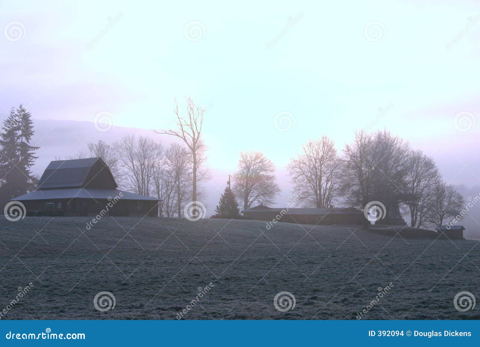 Frosty morning on the farm stock photo. Image of peace - 392094