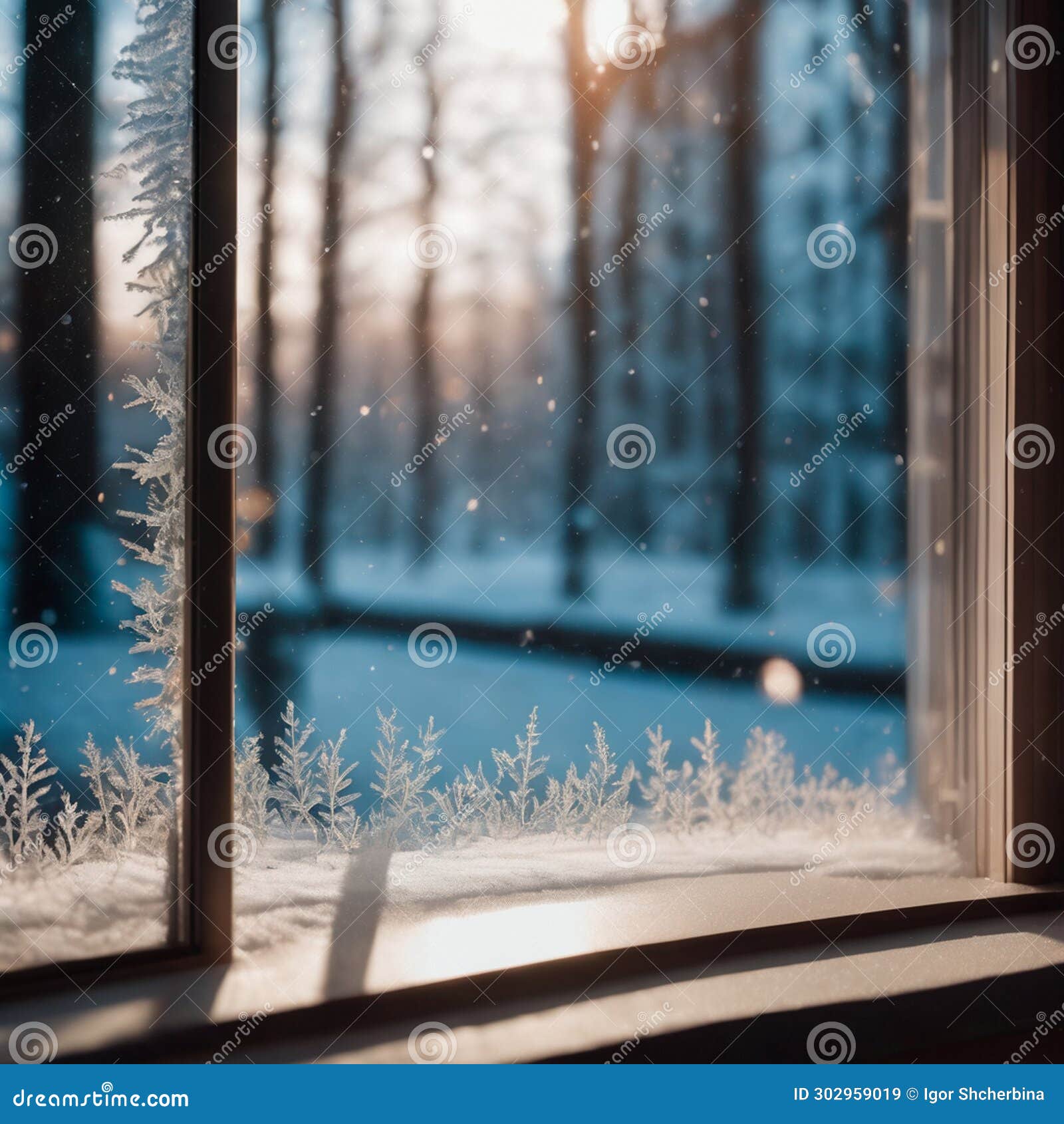 Frosty Patterns on the Window, Digital Art Stock Illustration ...