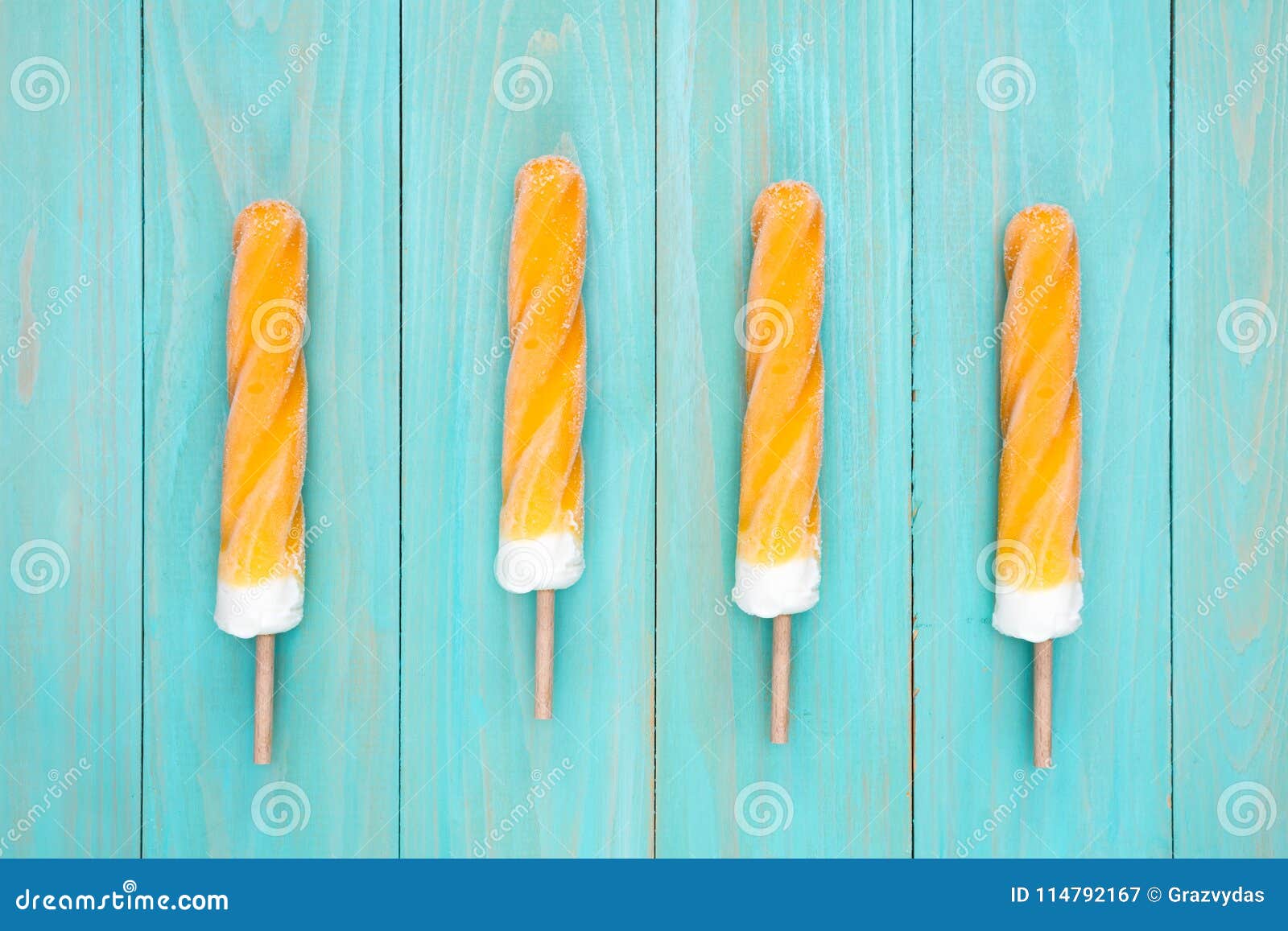 Frosty Orange Popsicles in a Row Stock Image - Image of frozen ...