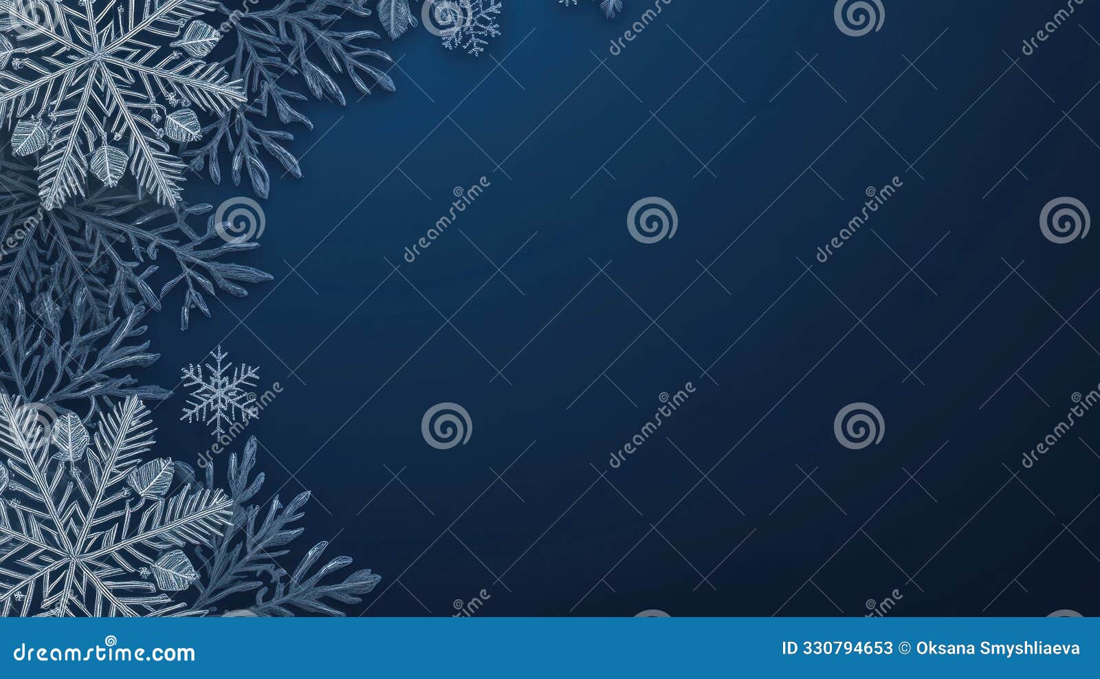 Frosty Snowflakes Border on Cool Blue Background Stock Image - Image of ...