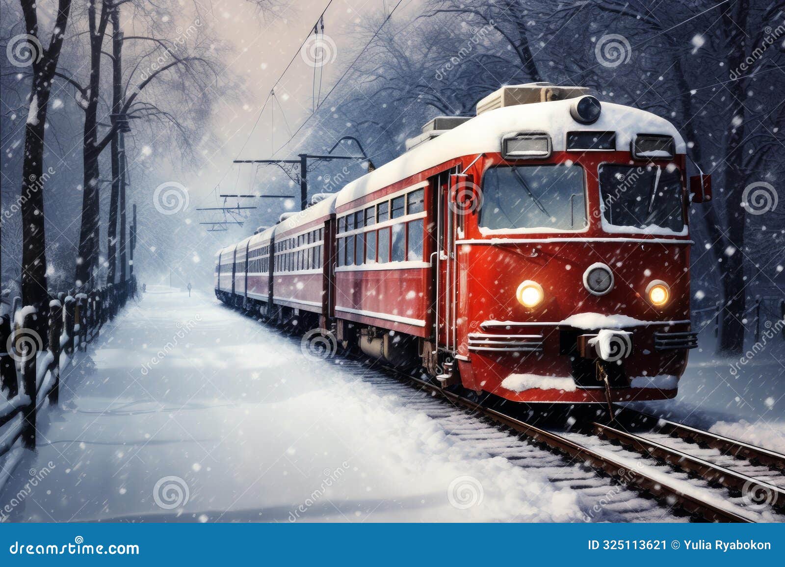 Frosty Train Winter Snow. Generate Ai Stock Image - Image of snow ...