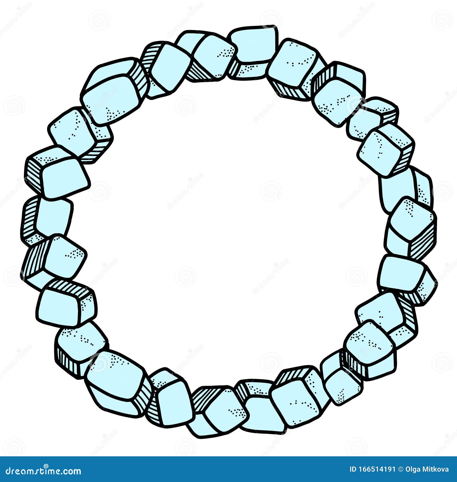 Frosty Vector Round Wreath. Ice Cubes Create a Ring Shaped Frame Stock ...