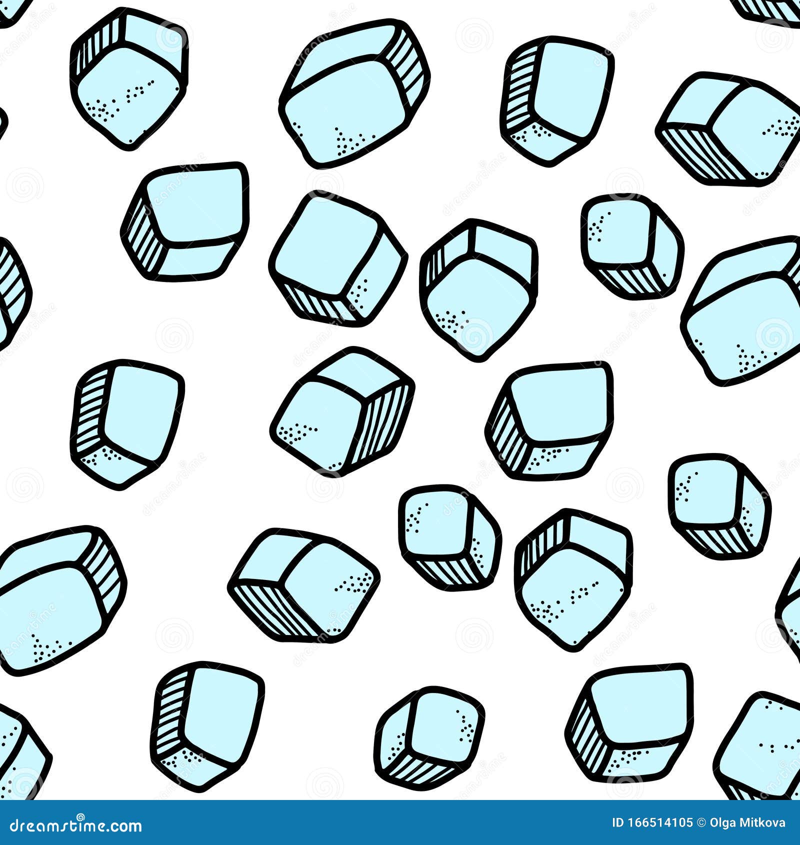 Frosty Vector Seamless Pattern. Ice Cubes are Scattered All Over the ...