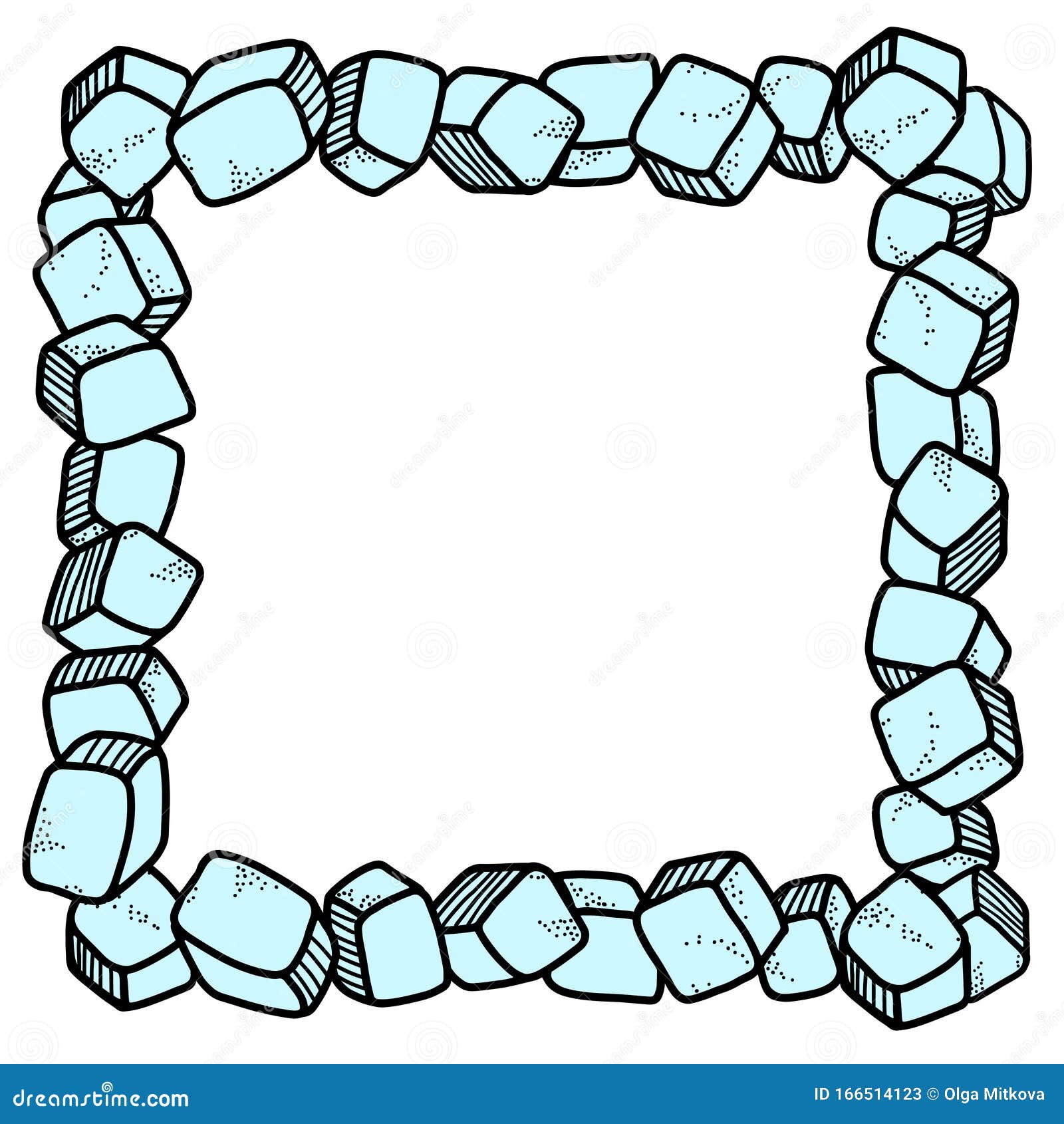 Frosty Vector Square Frame. Ice Cubes are Placed Around the Perimeter ...