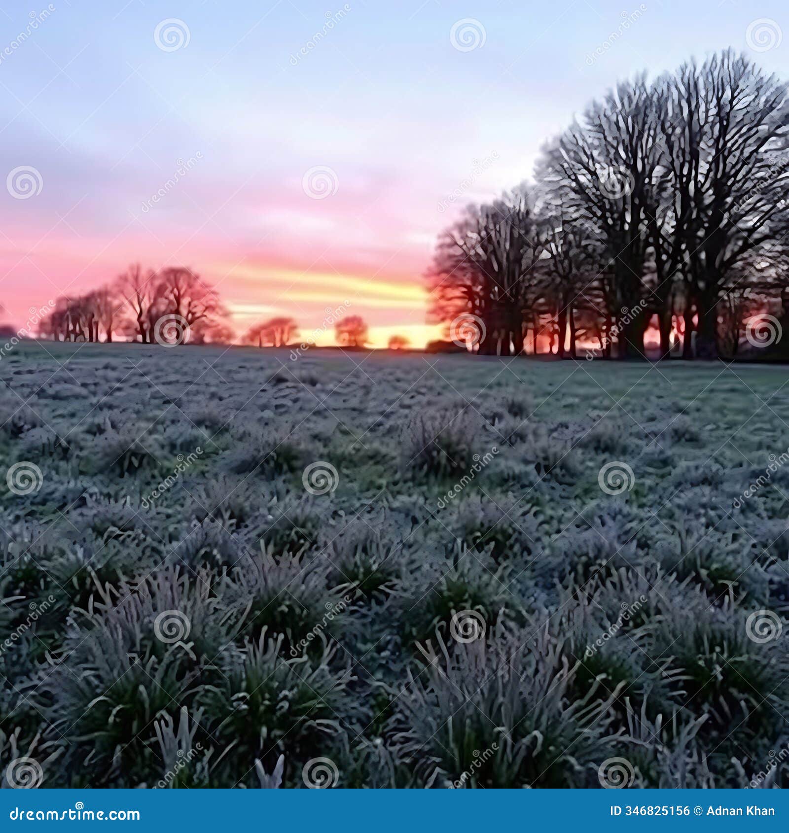 Frosty Welsh Field at Dawn stock illustration. Illustration of wales ...