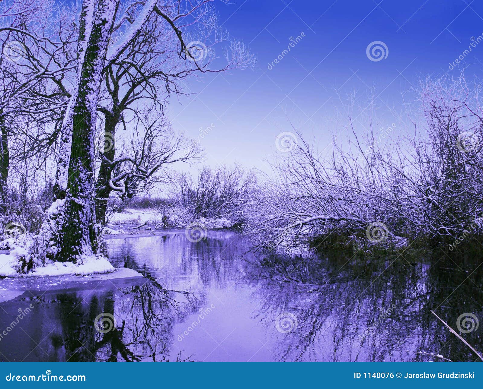 Frosty winter nightfall stock photo. Image of scene, poland - 1140076
