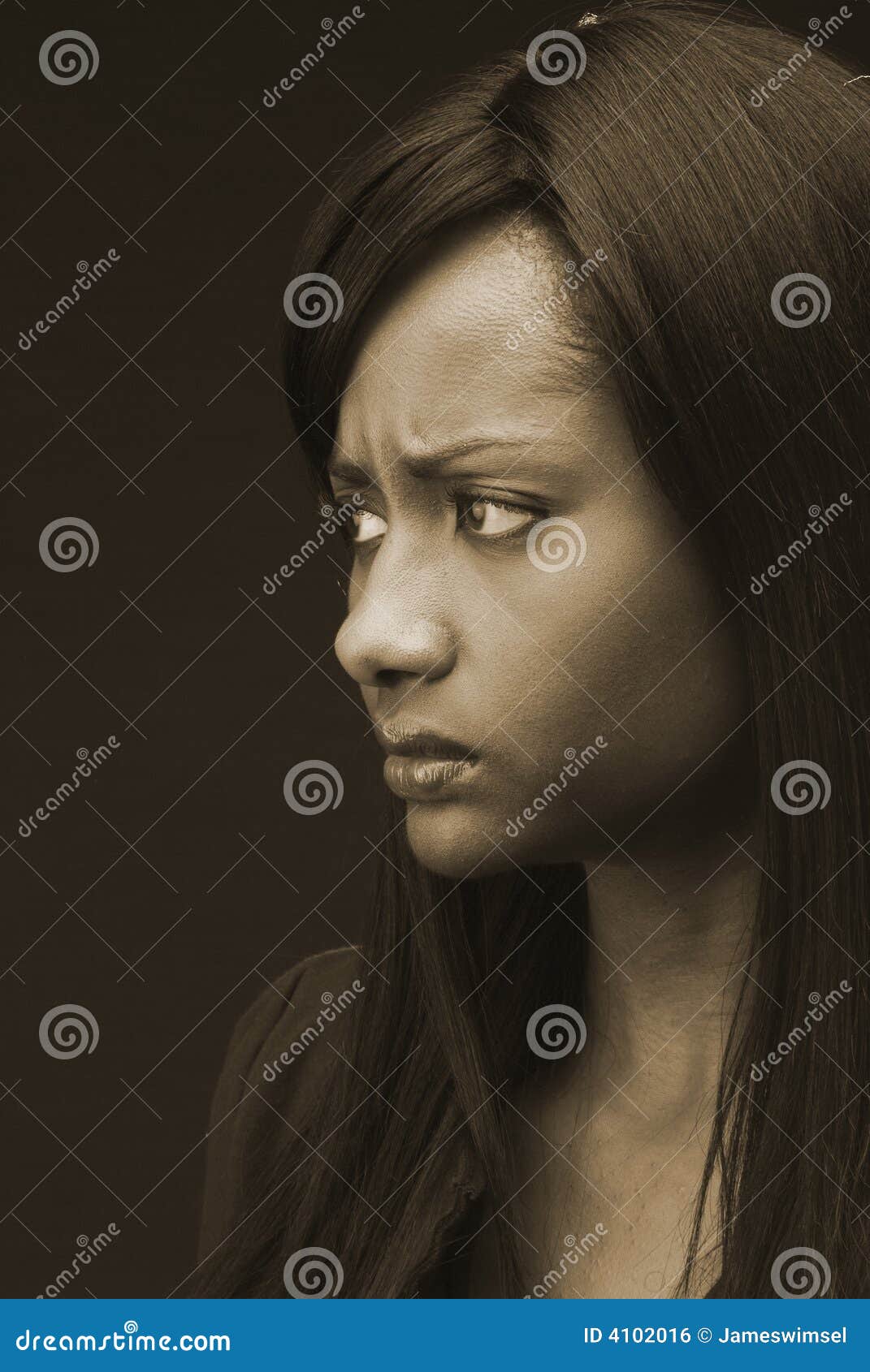 Frown profile stock photo. Image of african, young, brunette - 4102016
