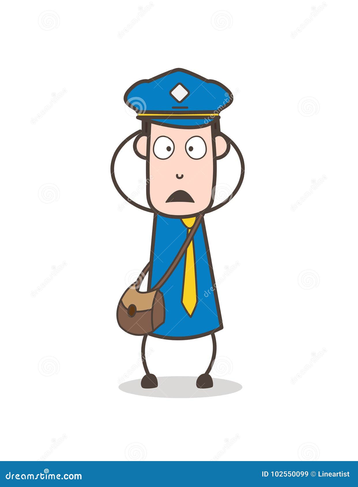 Frowning Cartoon Postman Character Face Expression Stock Illustration ...