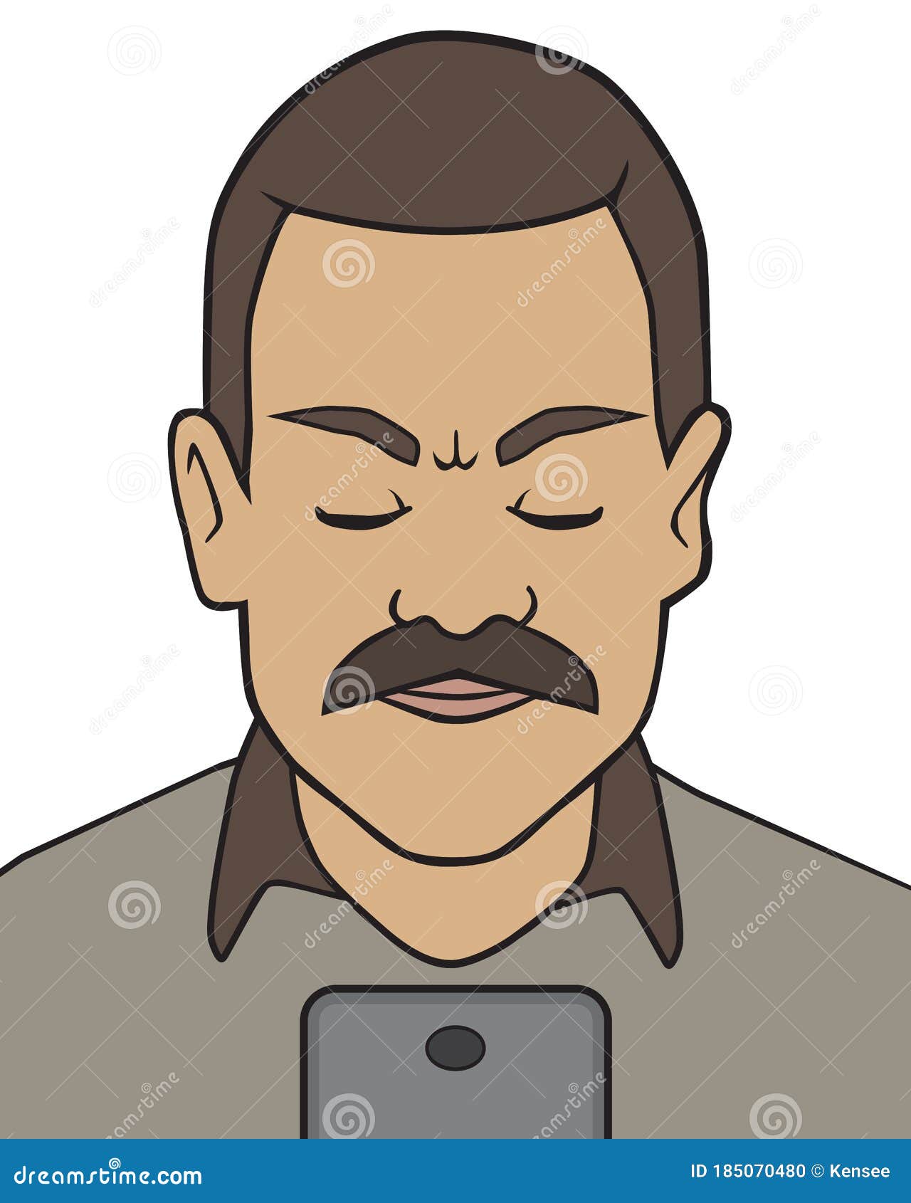 Frowning at Cell Phone stock vector. Illustration of collar - 185070480