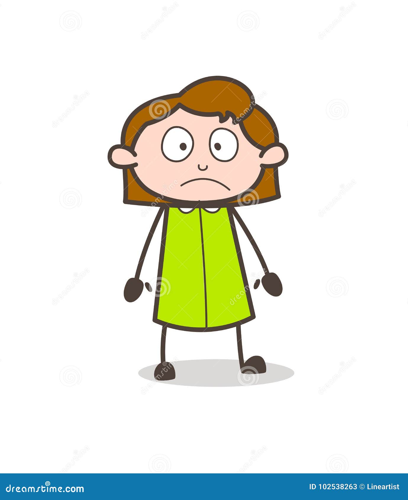 Frowning Girl Face Expression Vector Stock Illustration - Illustration ...
