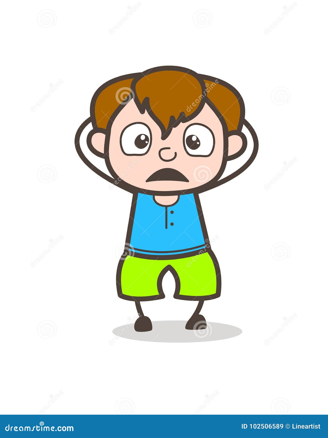 Frowning Scared Face - Cute Cartoon Boy Illustration Stock Illustration ...