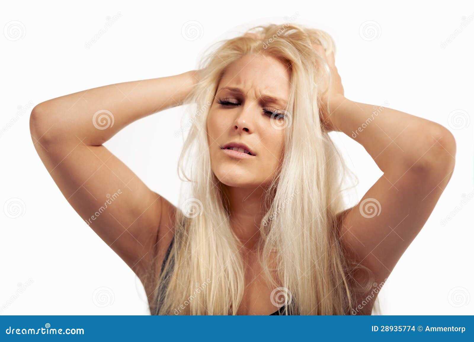 Frowning Woman Sick of Too Much Pressure Stock Photo - Image of ache ...