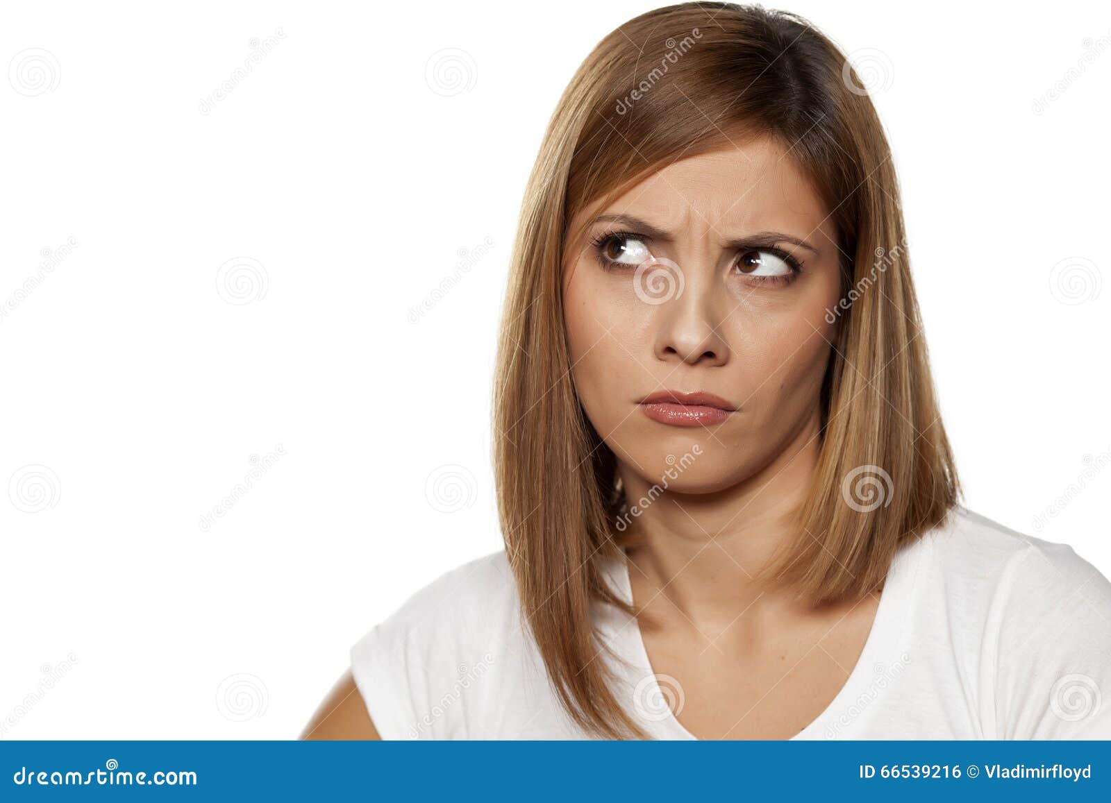 Frowning woman stock photo. Image of girl, thoughts, beautiful - 66539216