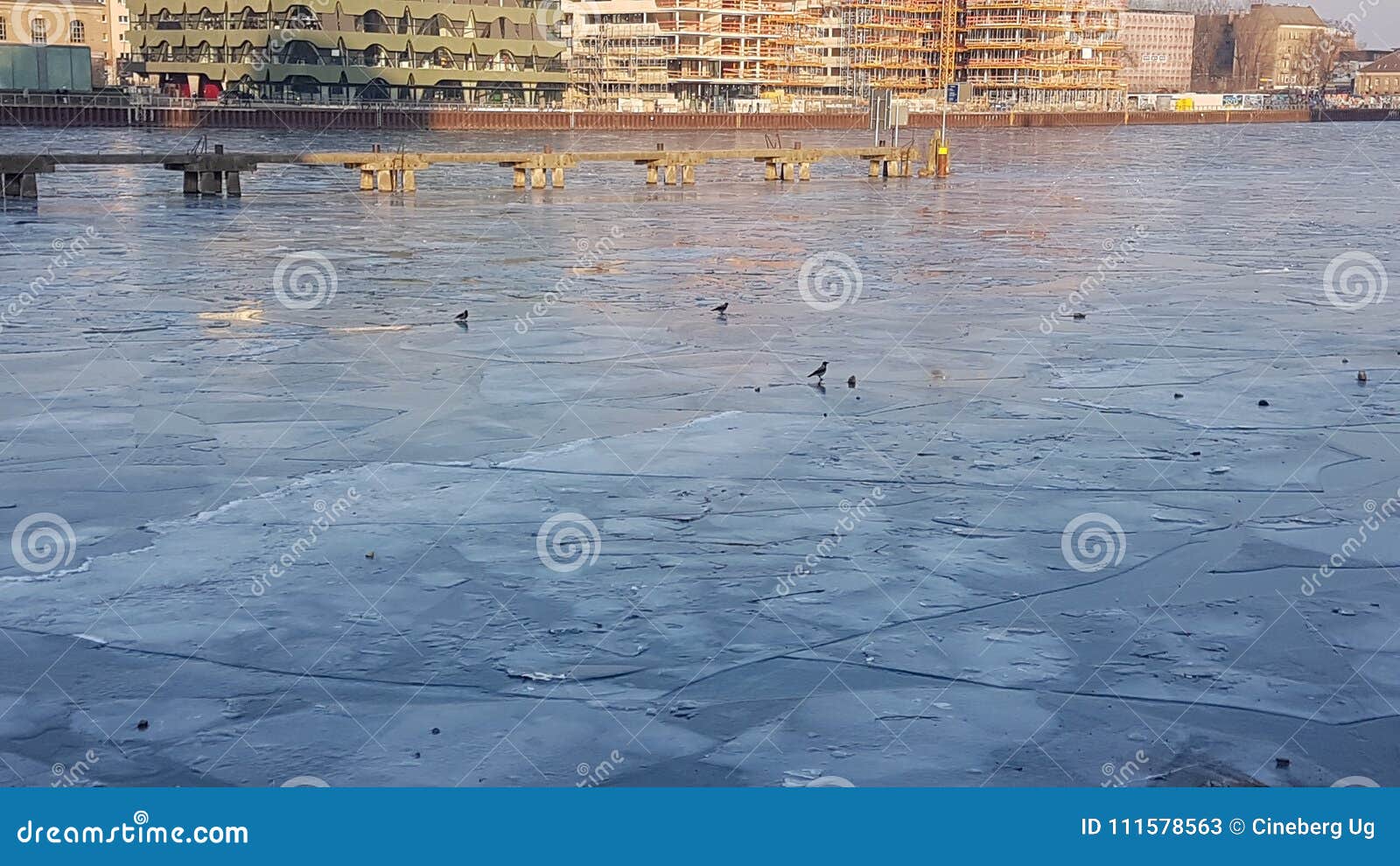 Iced river Spree in Berlin stock image. Image of reflection - 111578563