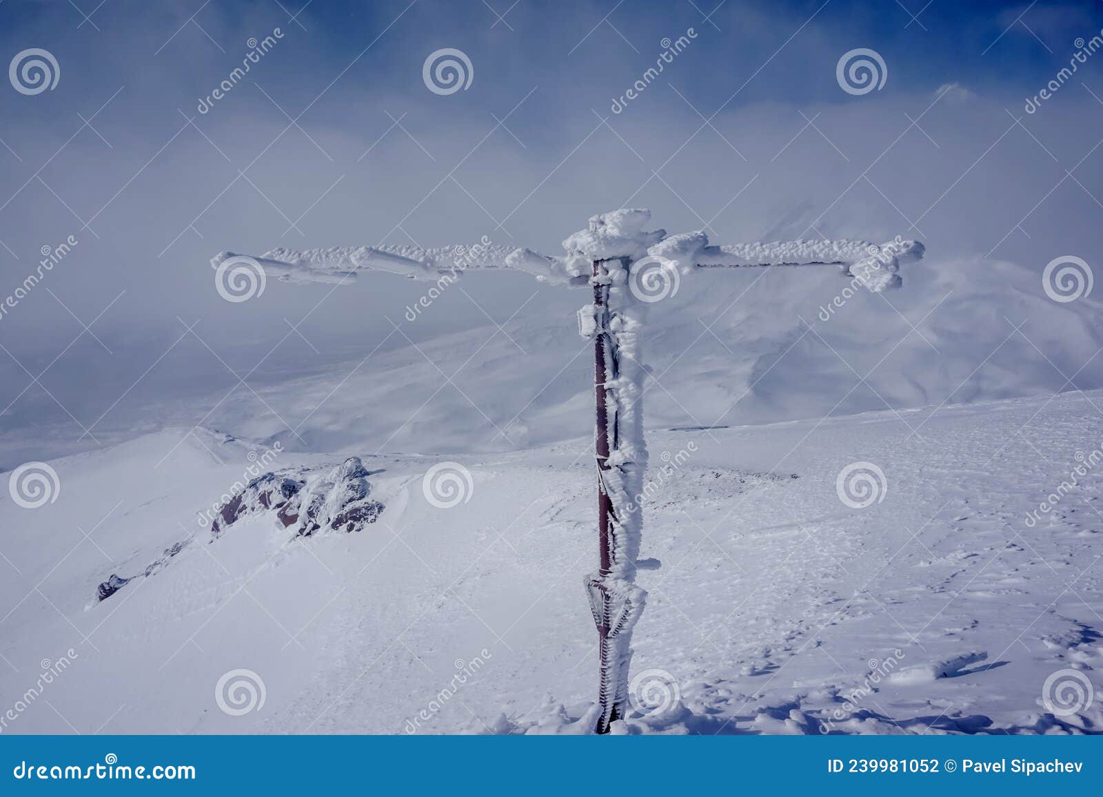 Frozen Antenna on the Ridge of Avachinsky Volcano in Winter Stock Photo ...