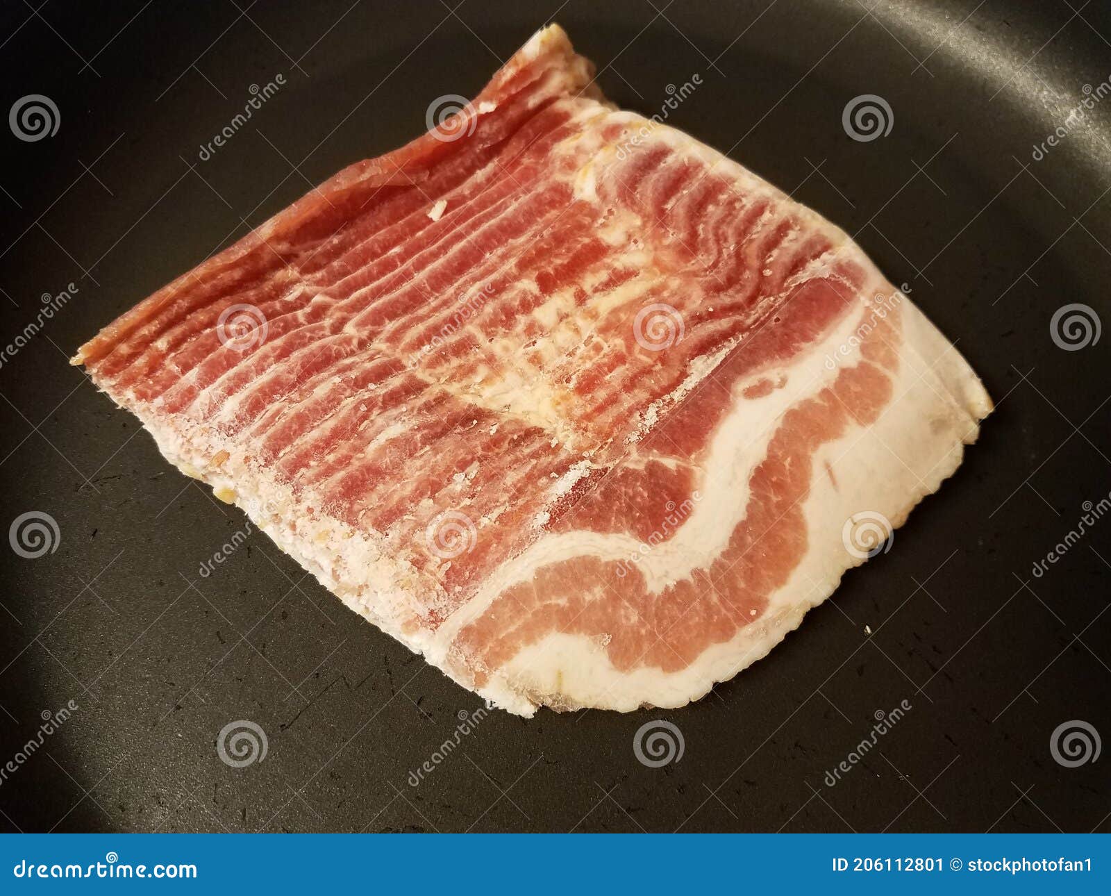 Frozen Bacon Meat in Frying Pan or Skillet Stock Image - Image of cold ...