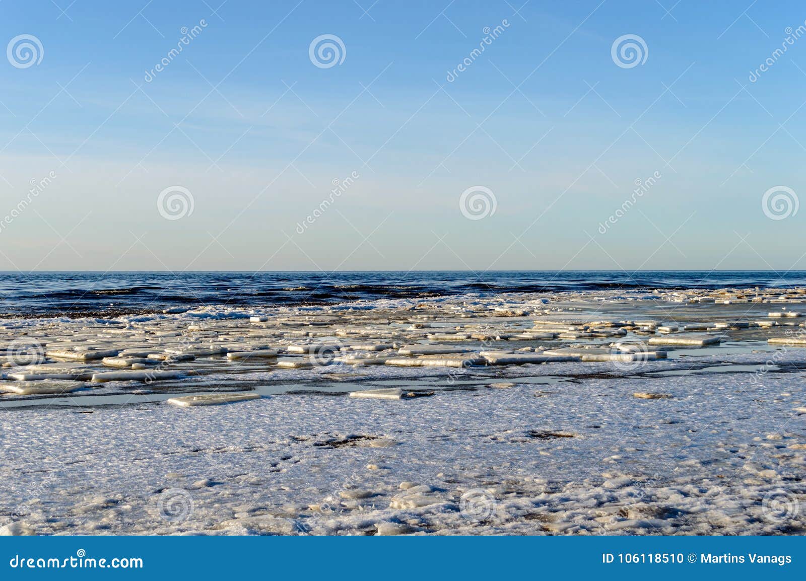 Frozen Beach in Cold Winters Day Stock Photo - Image of landscape ...