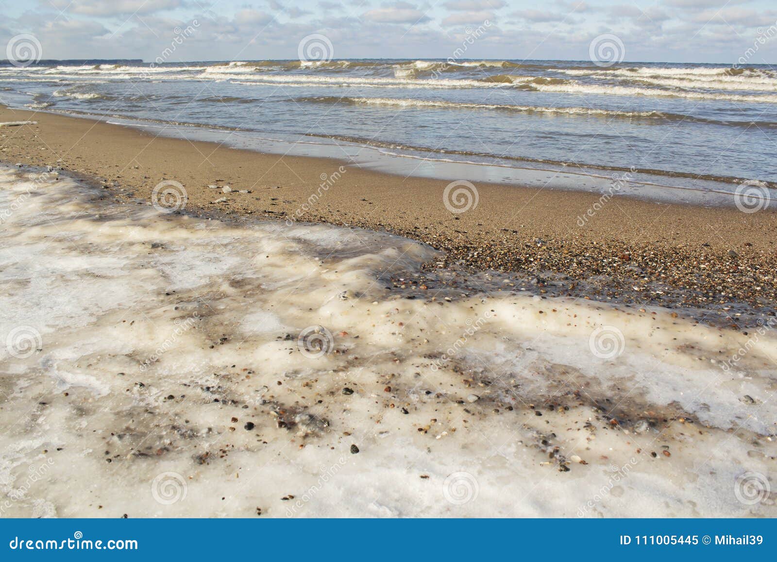 Frozen Beach in Cold Winters Day with Colorful Sky and Ice. Stock Image ...