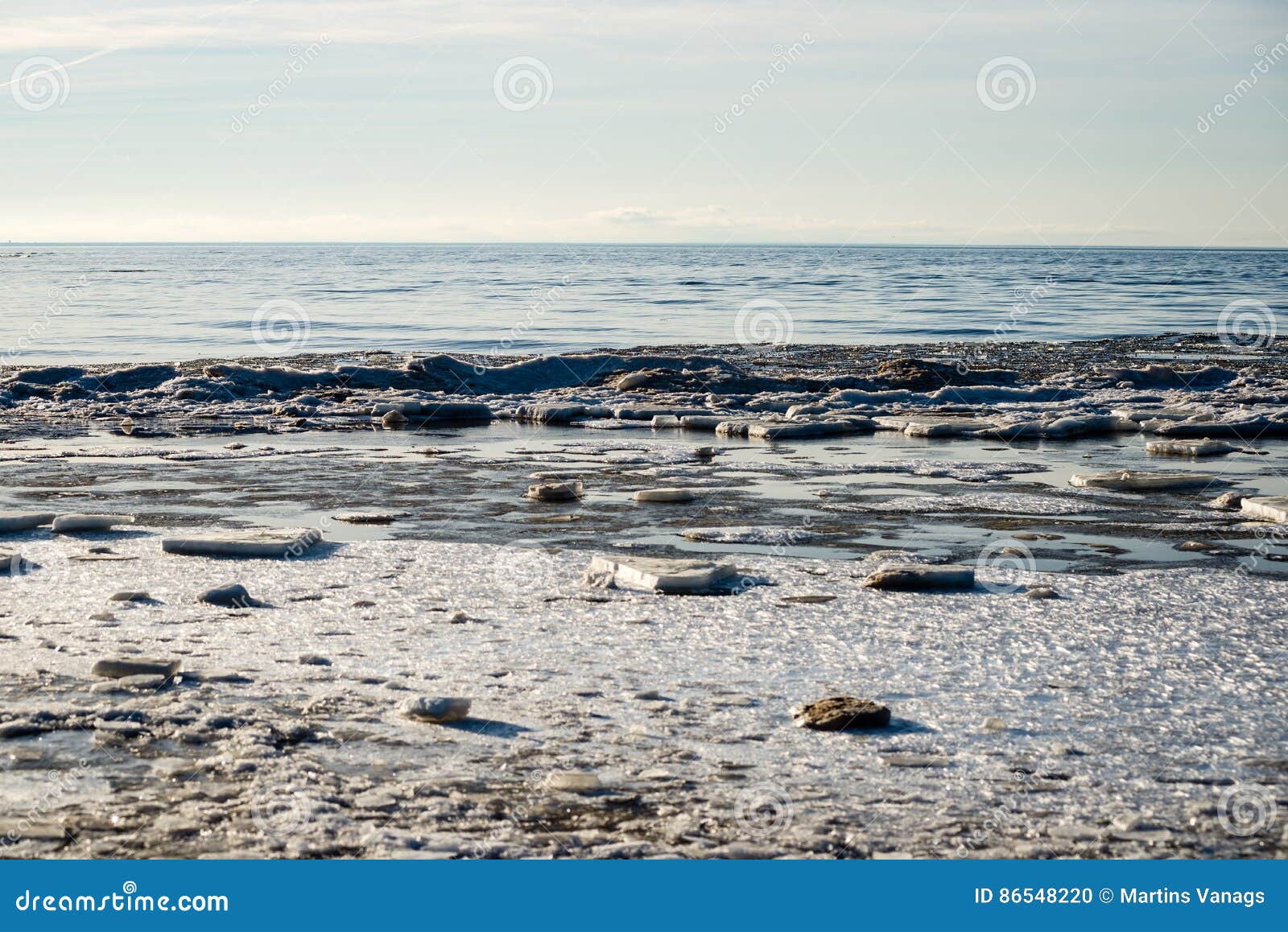 Frozen Beach in Cold Winters Day Stock Photo - Image of ocean ...