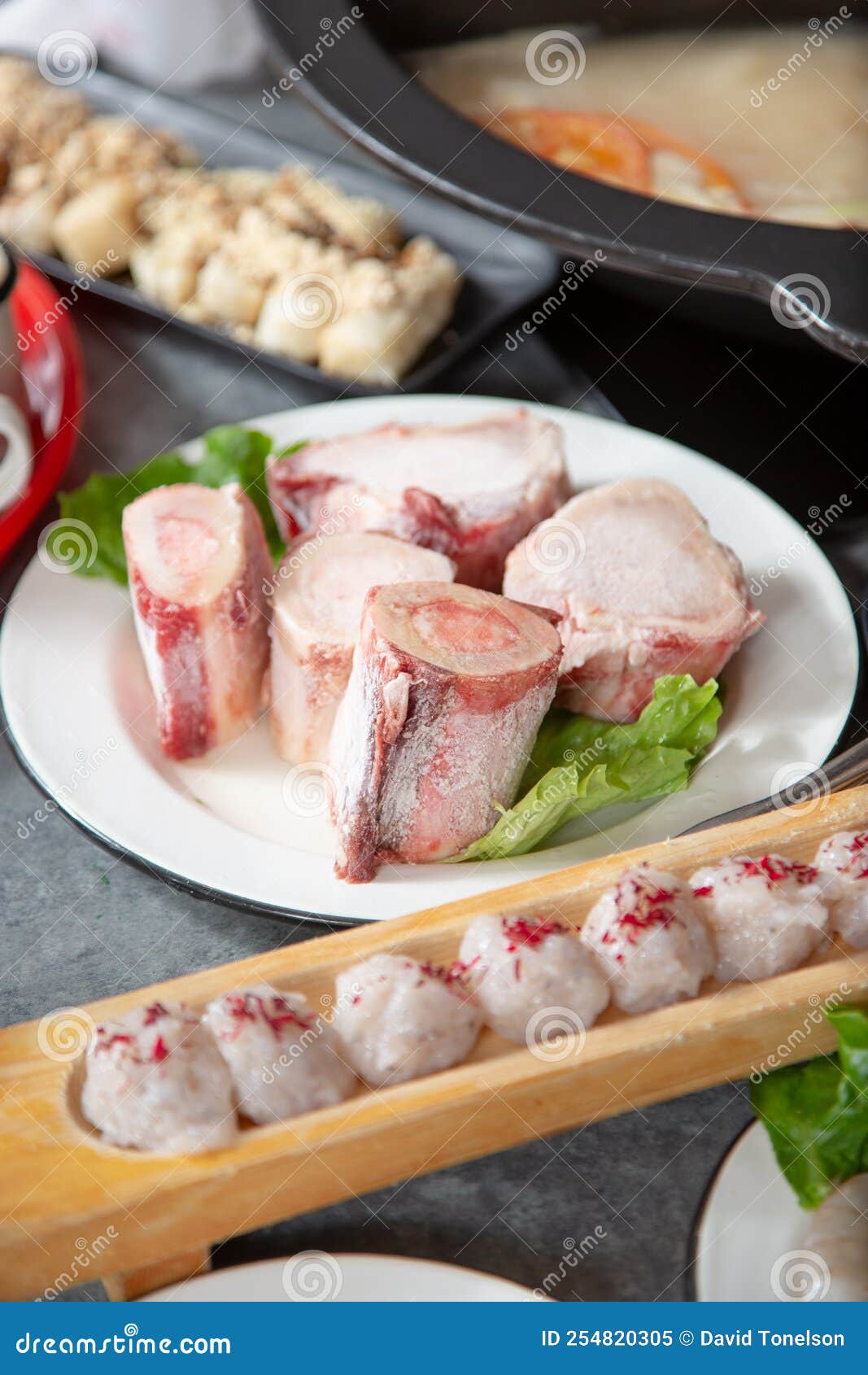 Frozen Beef Bone Marrow on Plate, Hot Pot Meal Stock Image - Image of ...