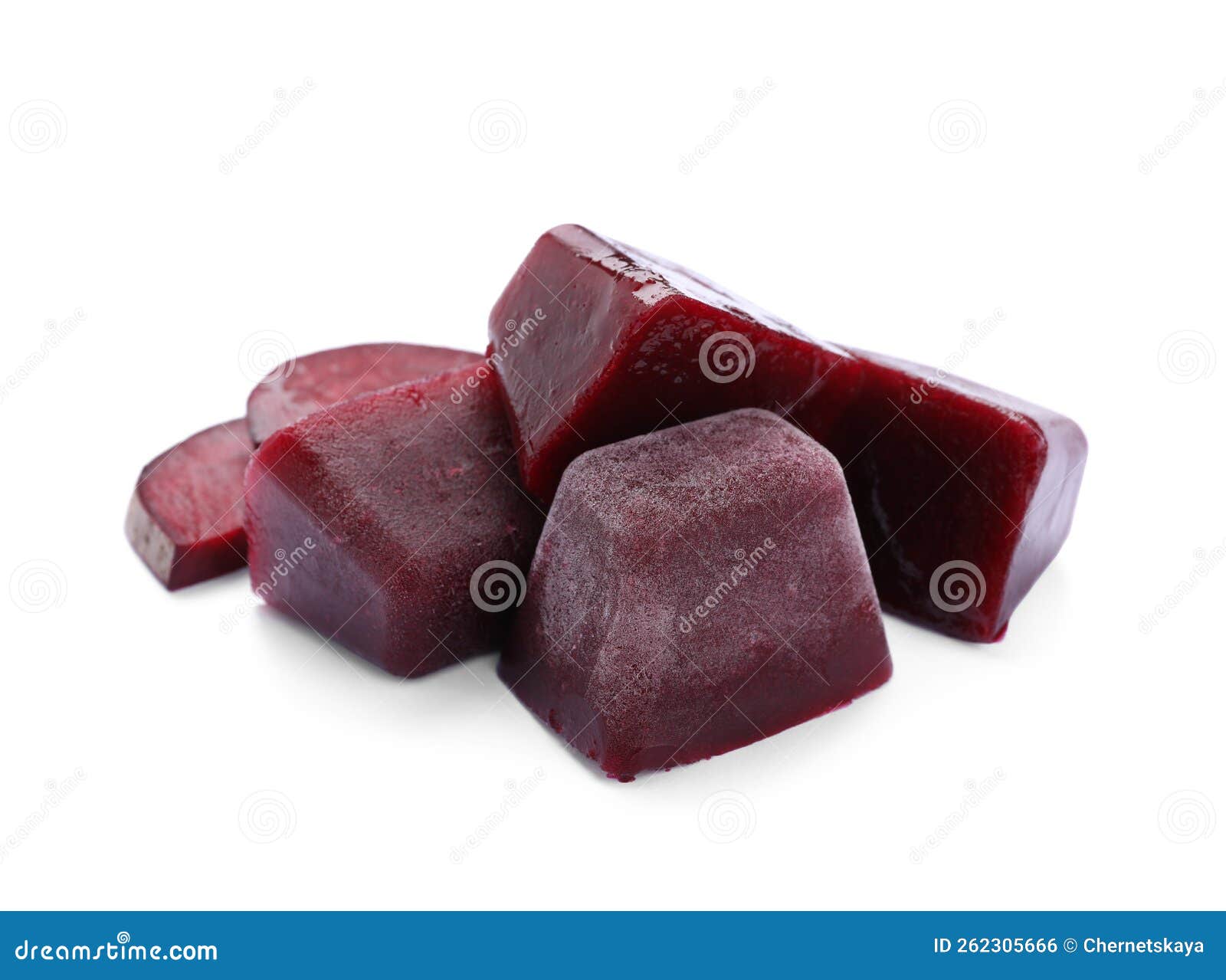 Frozen Beetroot Puree Cubes and Fresh Beetroot Isolated on White Stock ...
