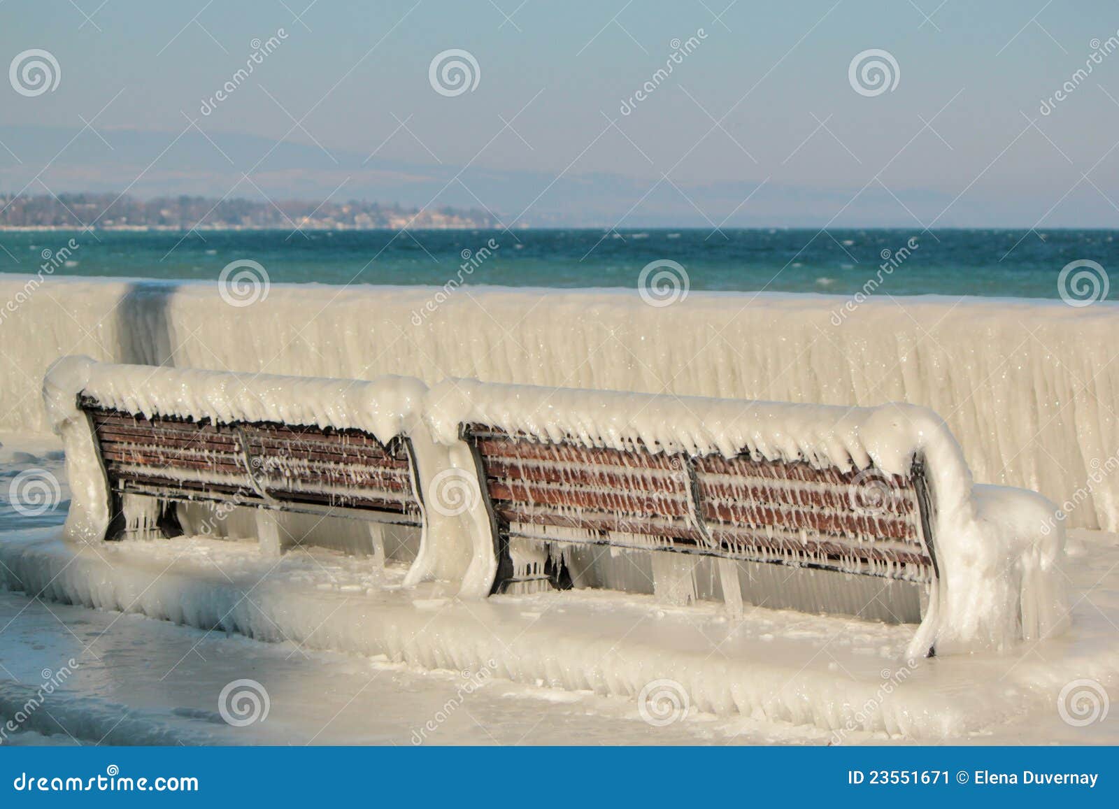 Frozen Benches, Versoix, Switzerland Stock Image - Image of freshness ...