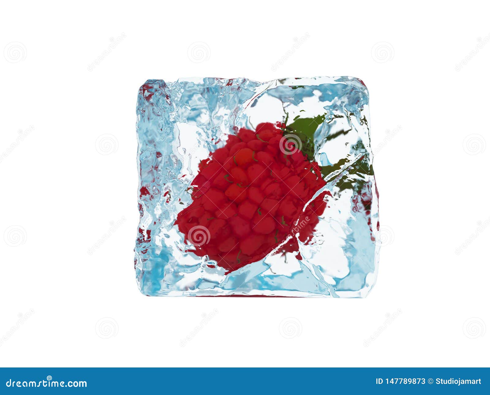Frozen berry in ice cube. stock image. Image of strawberries - 147789873