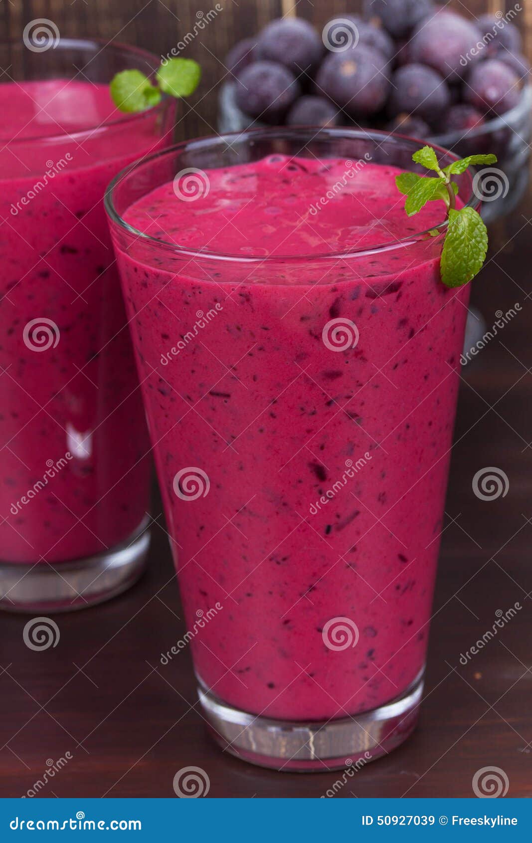 Frozen Black Currant Milkshakes with Mint. Stock Image - Image of ...