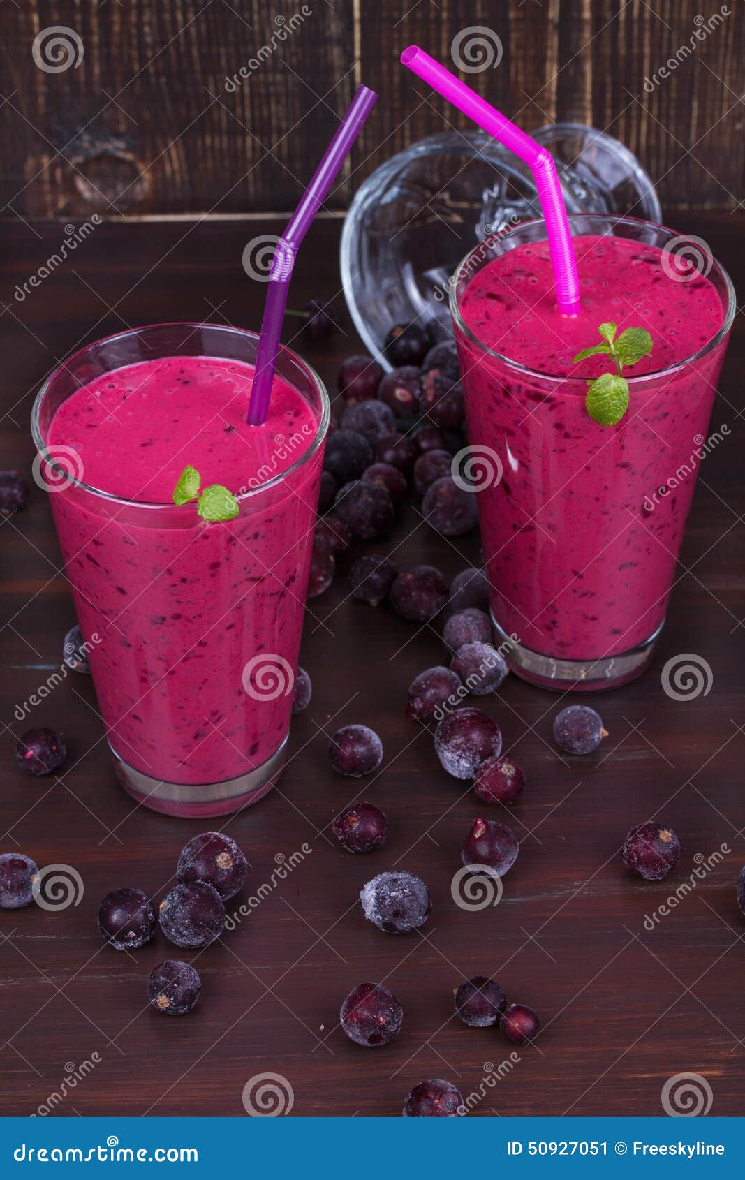 Frozen Black Currant Milkshakes with Mint. Stock Image - Image of ...