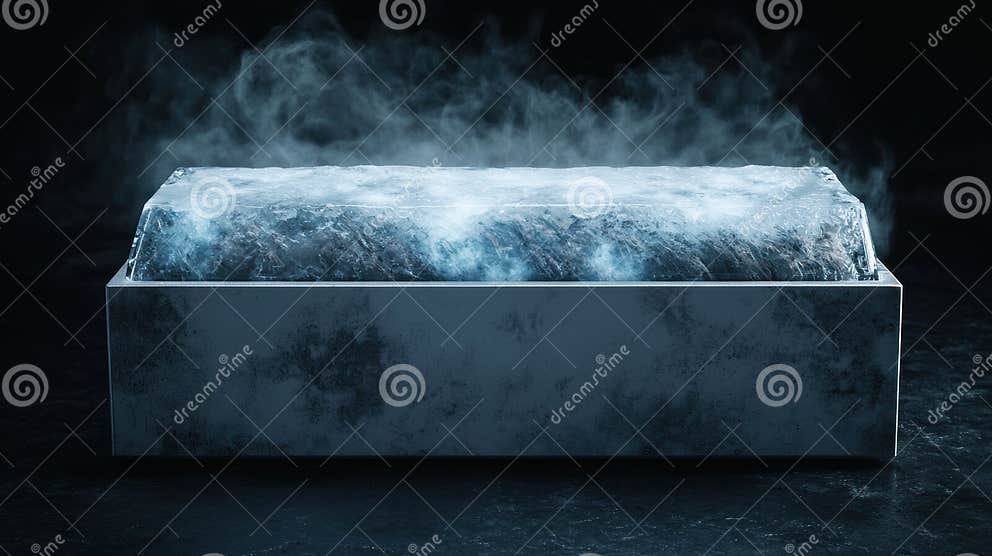 Frozen Block of Ice with Steam Stock Illustration - Illustration of ...