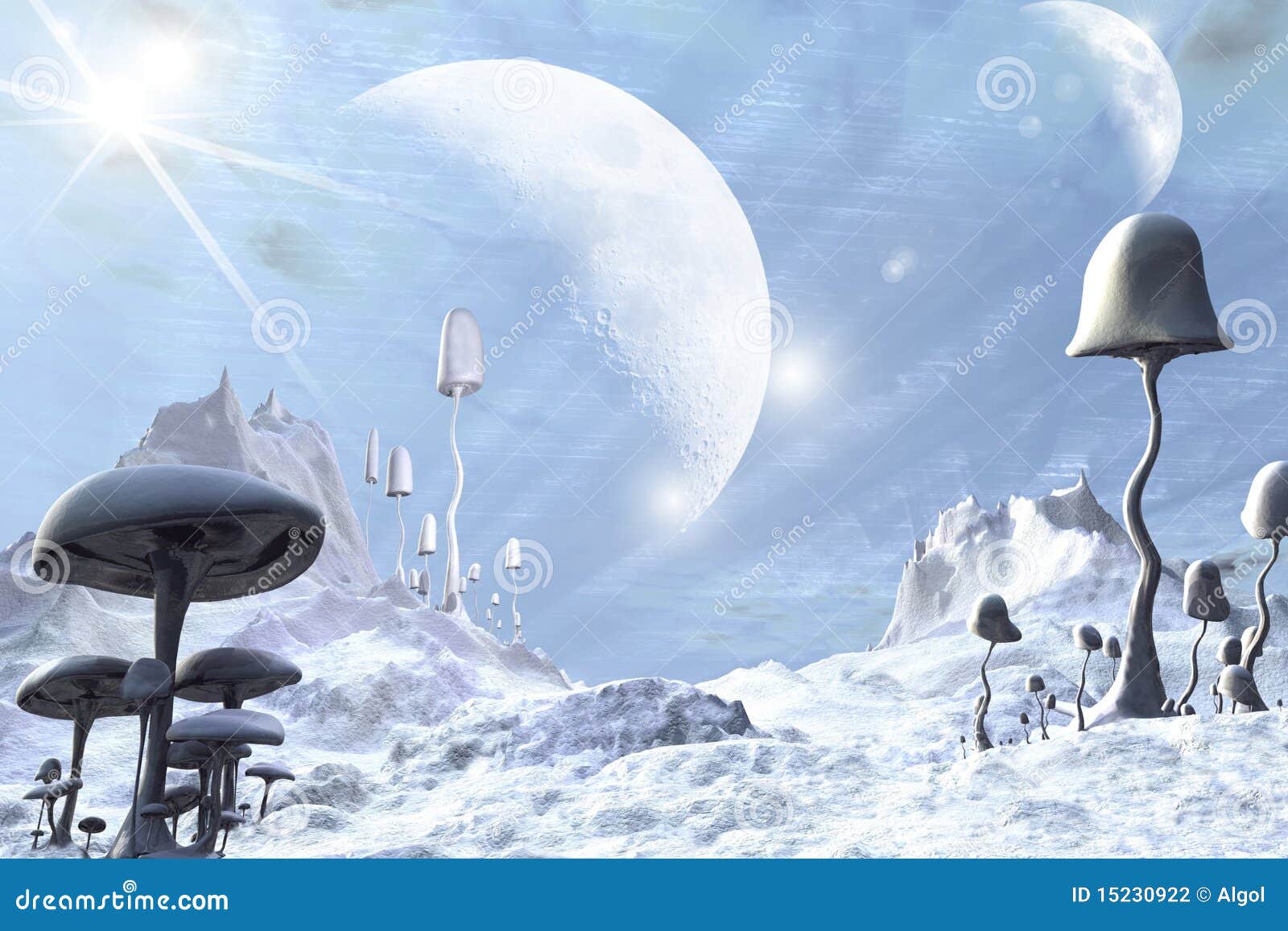 Frozen Blue Alien Landscape Stock Illustration - Illustration of ...