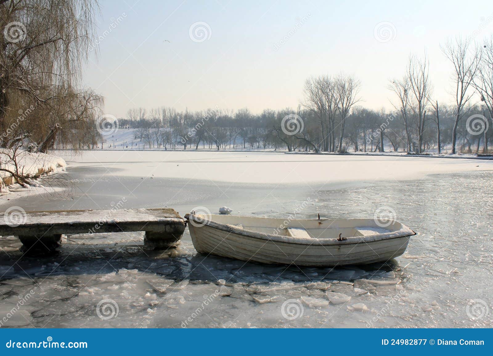 Frozen boat stock image. Image of morning, park, light - 24982877