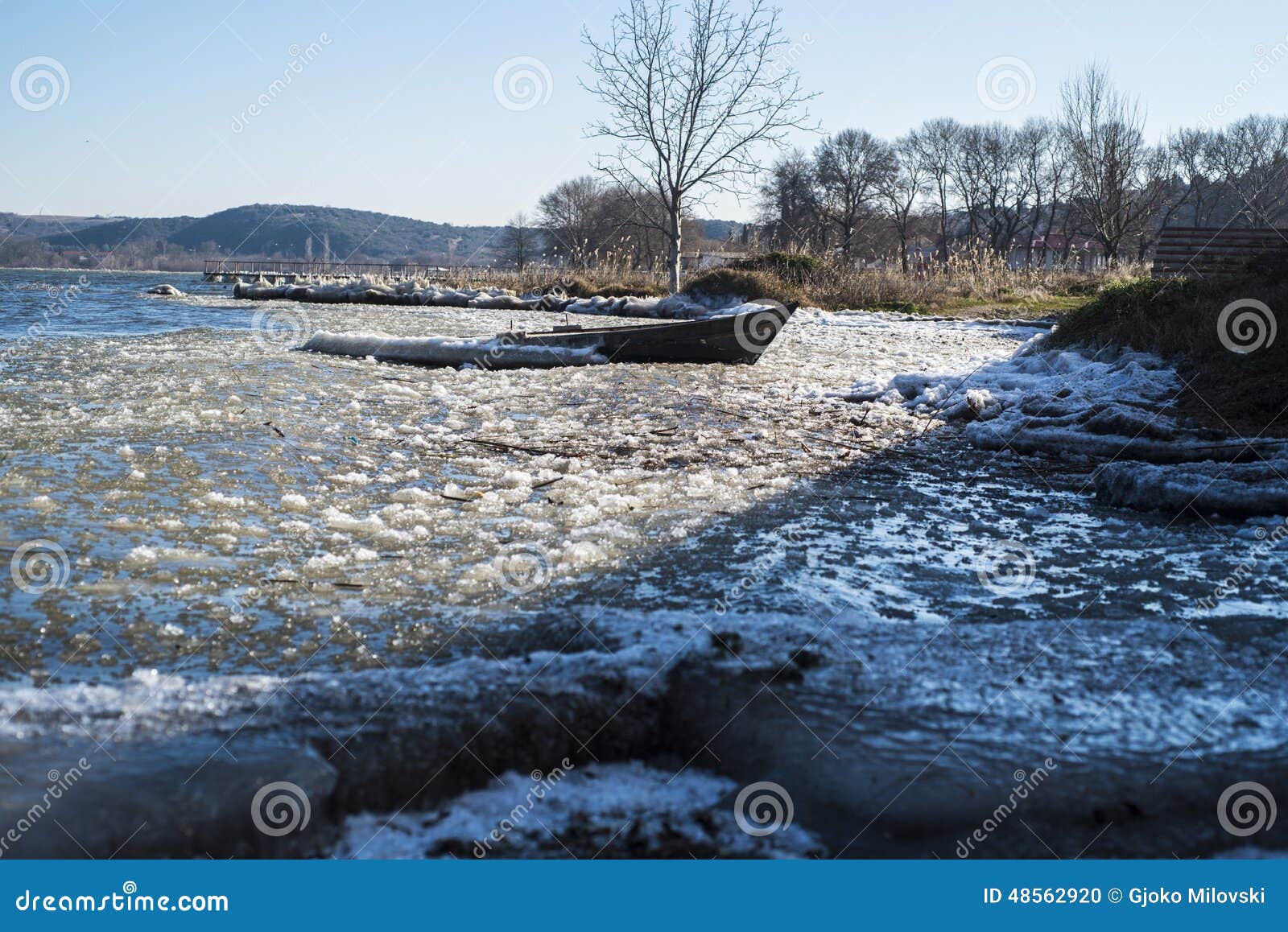 Frozen boat stock photo. Image of loch, shore, oars, coast - 48562920