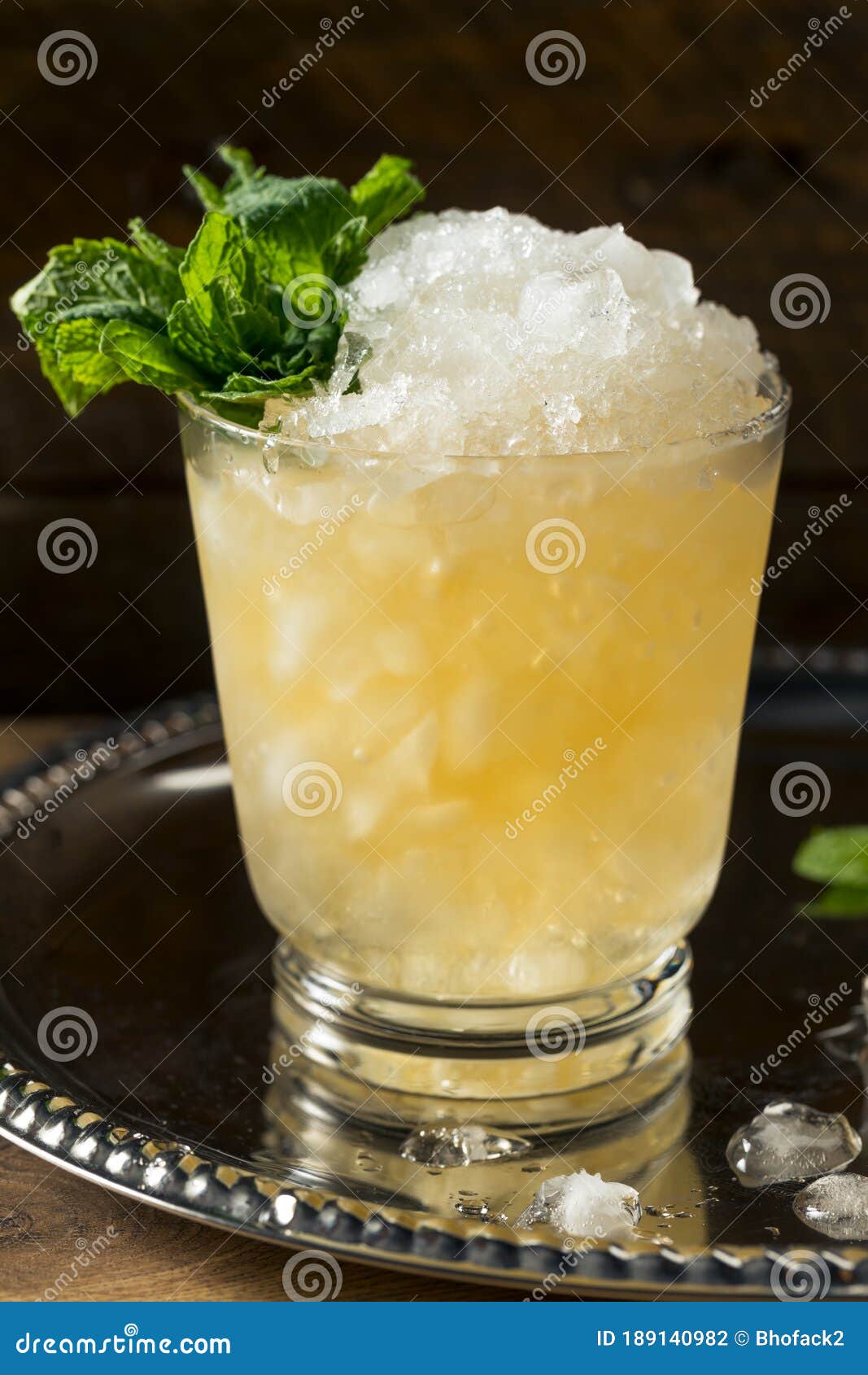Frozen Boozy Bourbon Mint Julep Stock Photo - Image of glass, cocktail ...