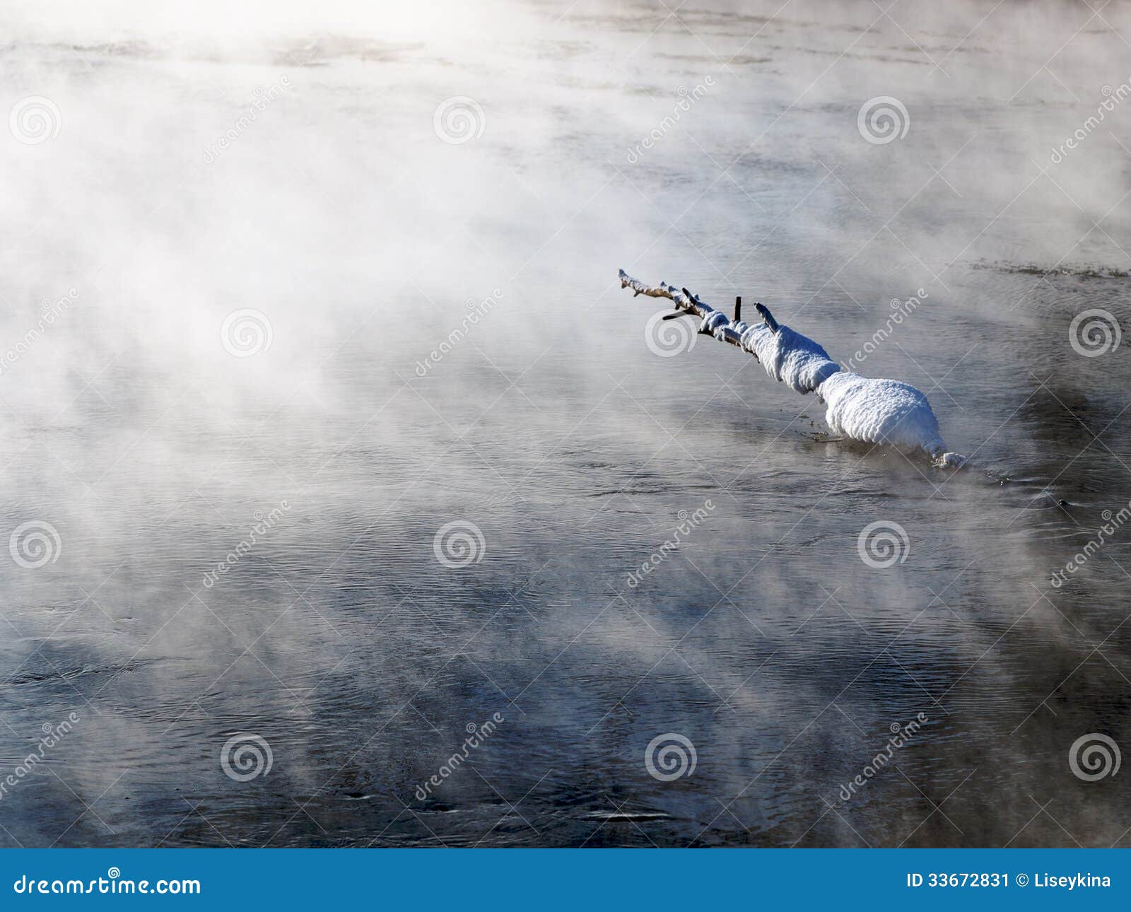Frozen branch over river. stock image. Image of nature - 33672831