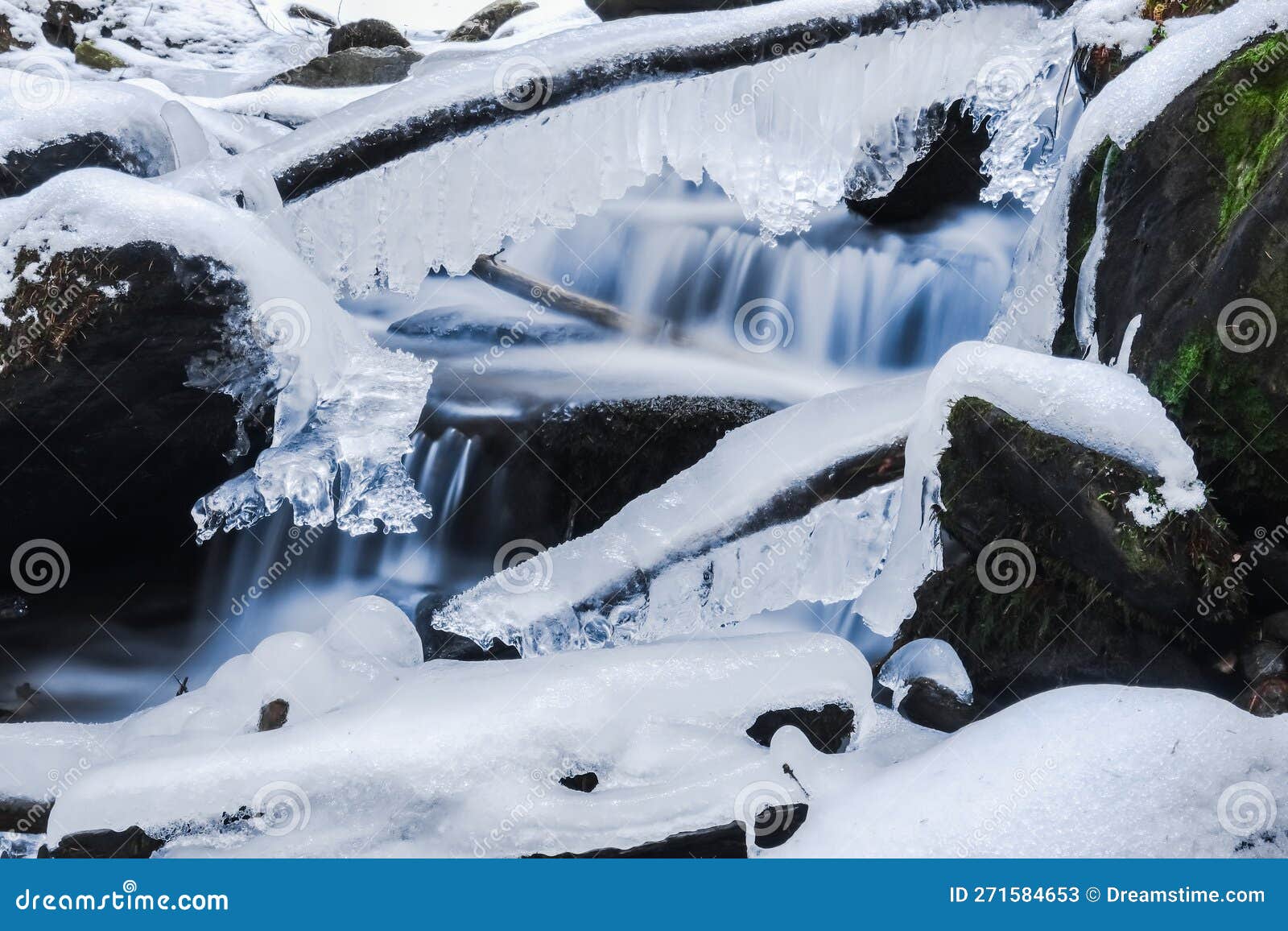 Frozen Branches and Rocks in a Brook Stock Image - Image of rocks ...